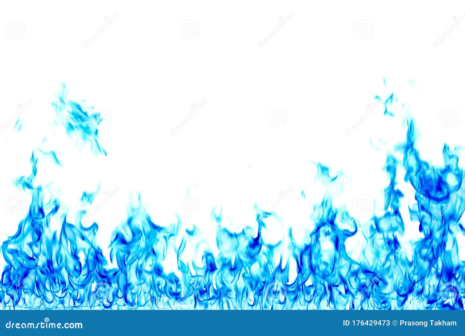 Blue Fire Flames White Background