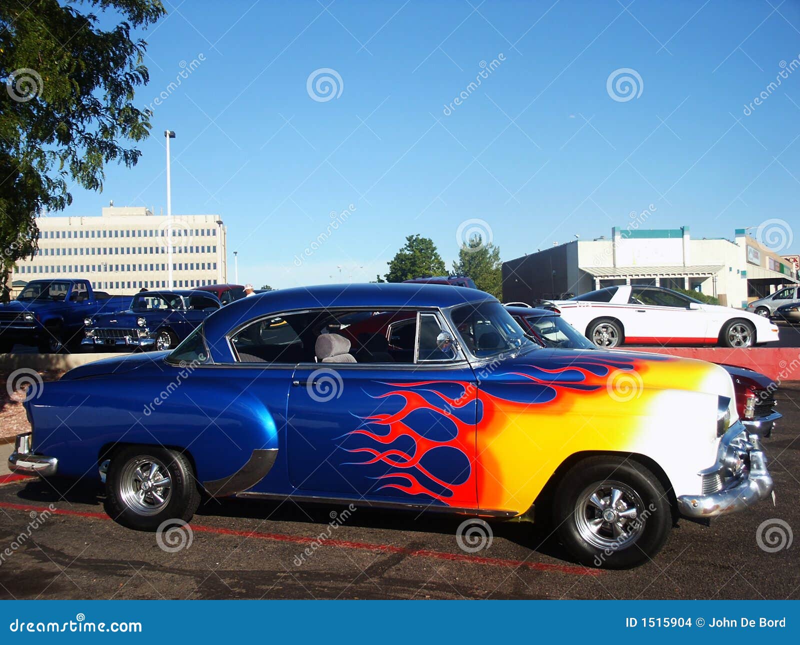Blue Flamed Hotrod stock photo. Image of auto, colorado - 1515904