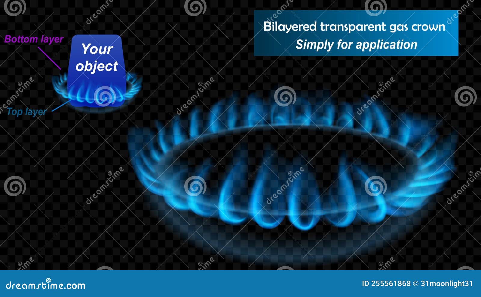 Blue flames of natural gas stock vector. Illustration of fuel - 255561868
