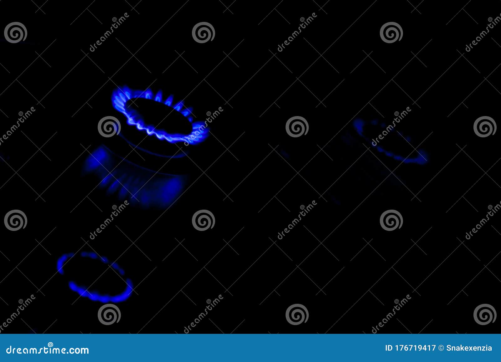 Blue Flames and Reflections, Blue. Methane Color Tungsten Stock Image ...