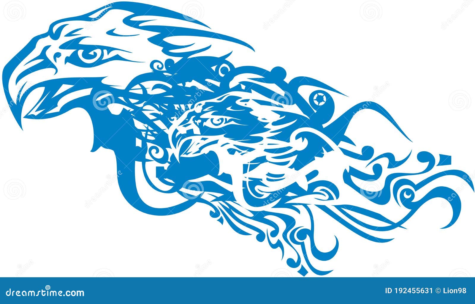 Blue Flaming Eagle Head Pattern Stock Vector - Illustration of predator ...
