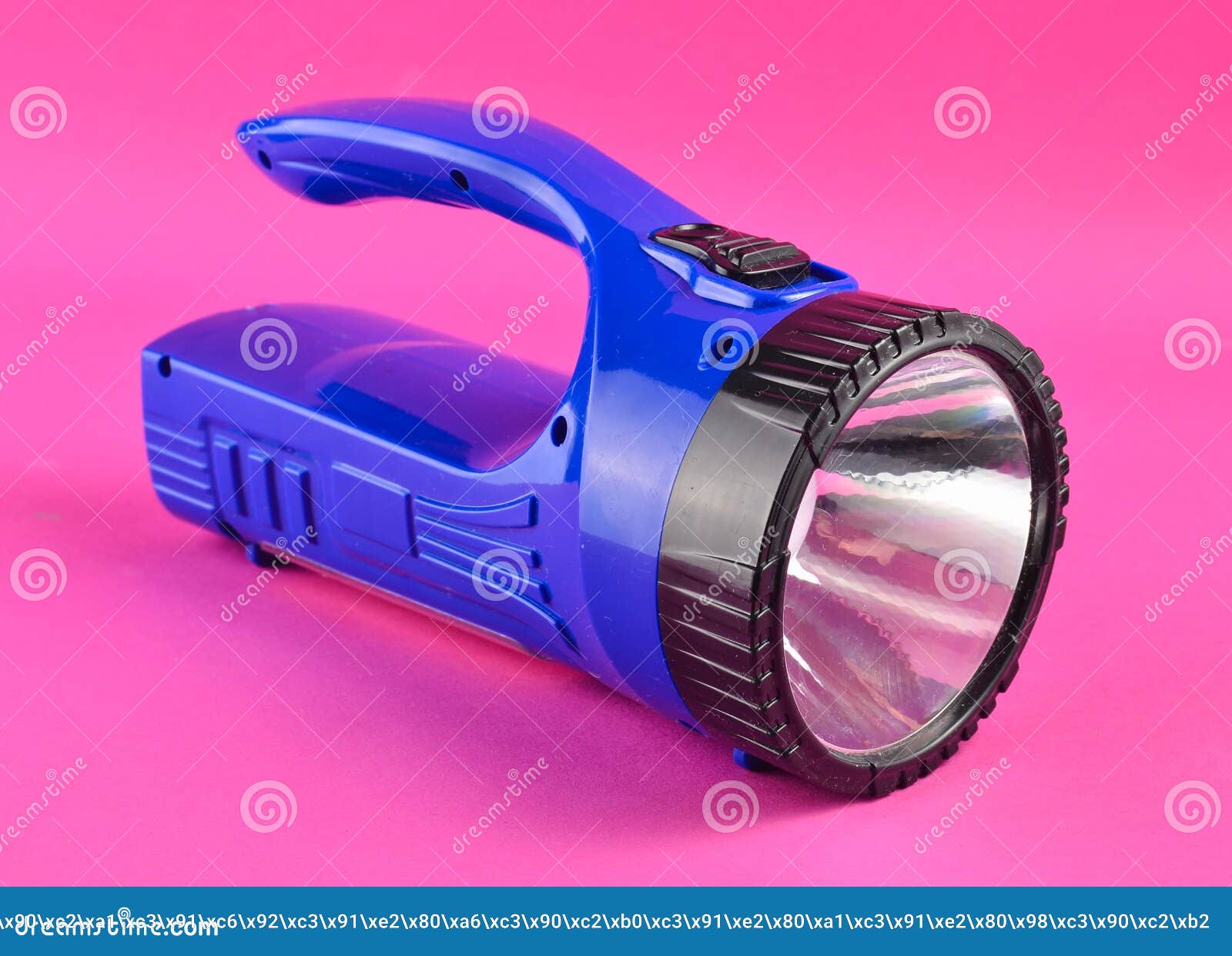 Blue Flashlight Isolated on a Pink Background. Stock Photo - Image of ...