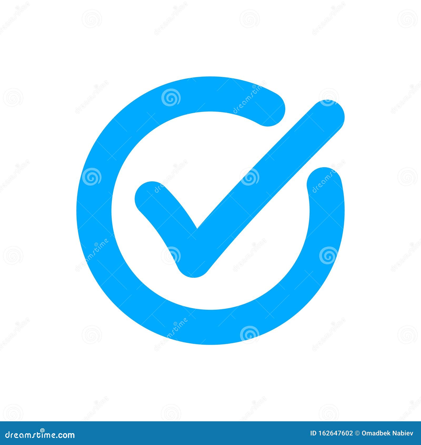 Blue flat checkmark icon stock vector. Illustration of check - 162647602