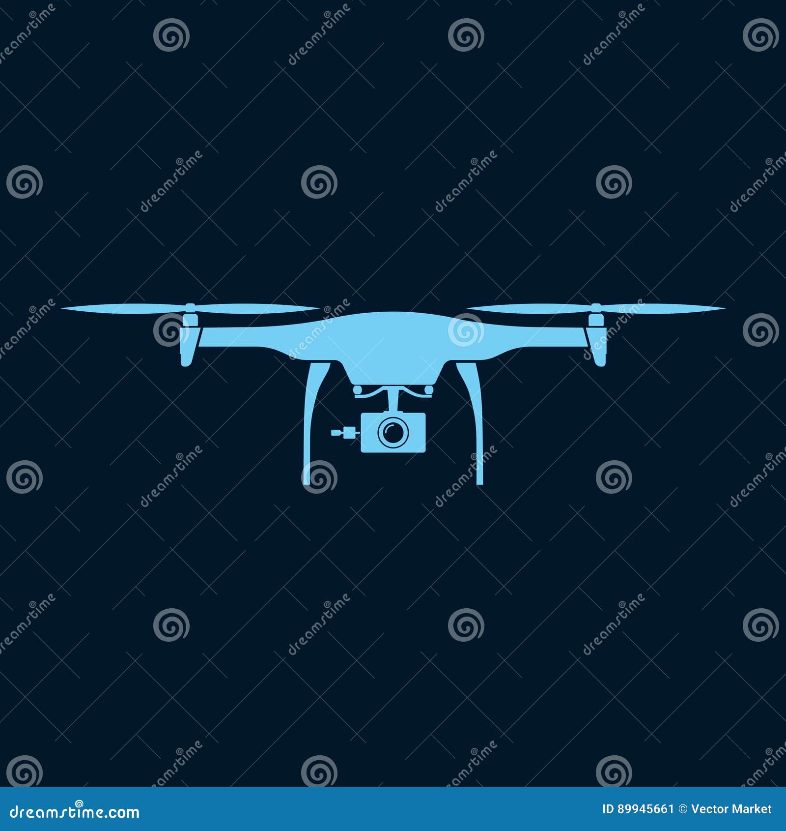 Drone. Blue Color Flat Vector Design with Dark Blue Background Stock ...