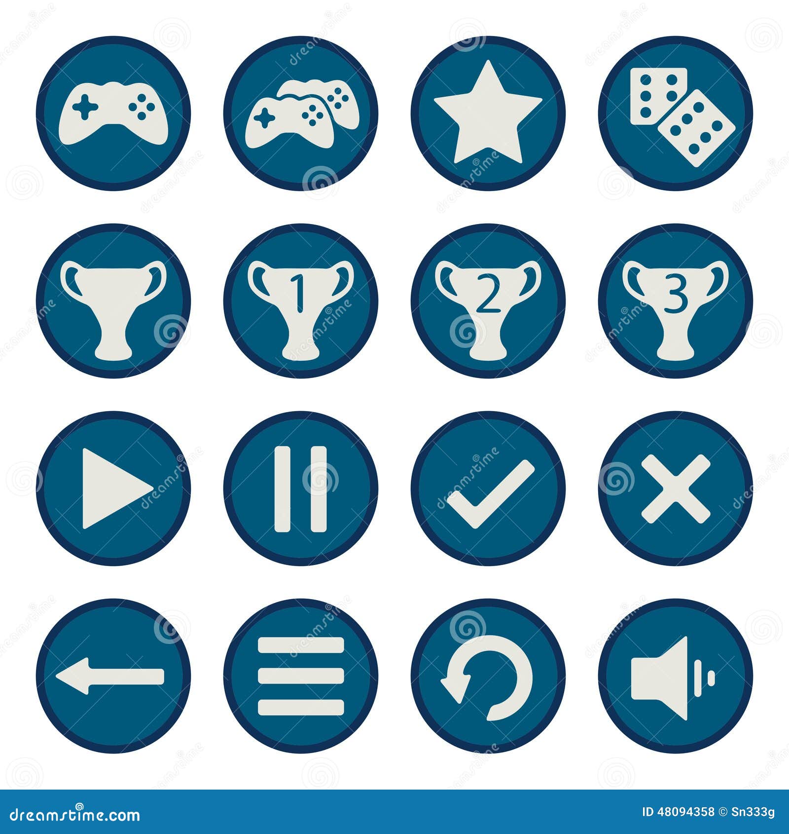 Blue Flat Game Icons Vector Set Stock Vector - Illustration of ...