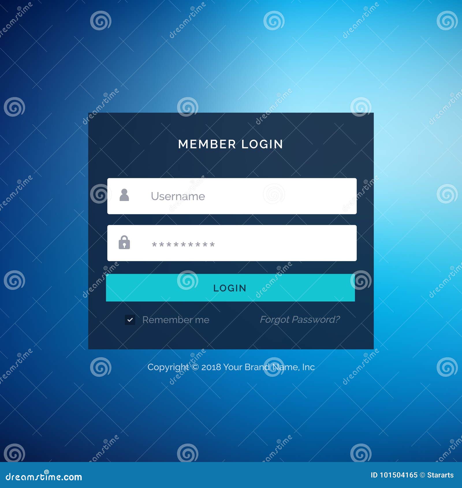 Blue Flat Ui Template Design in Vector Stock Vector - Illustration of ...