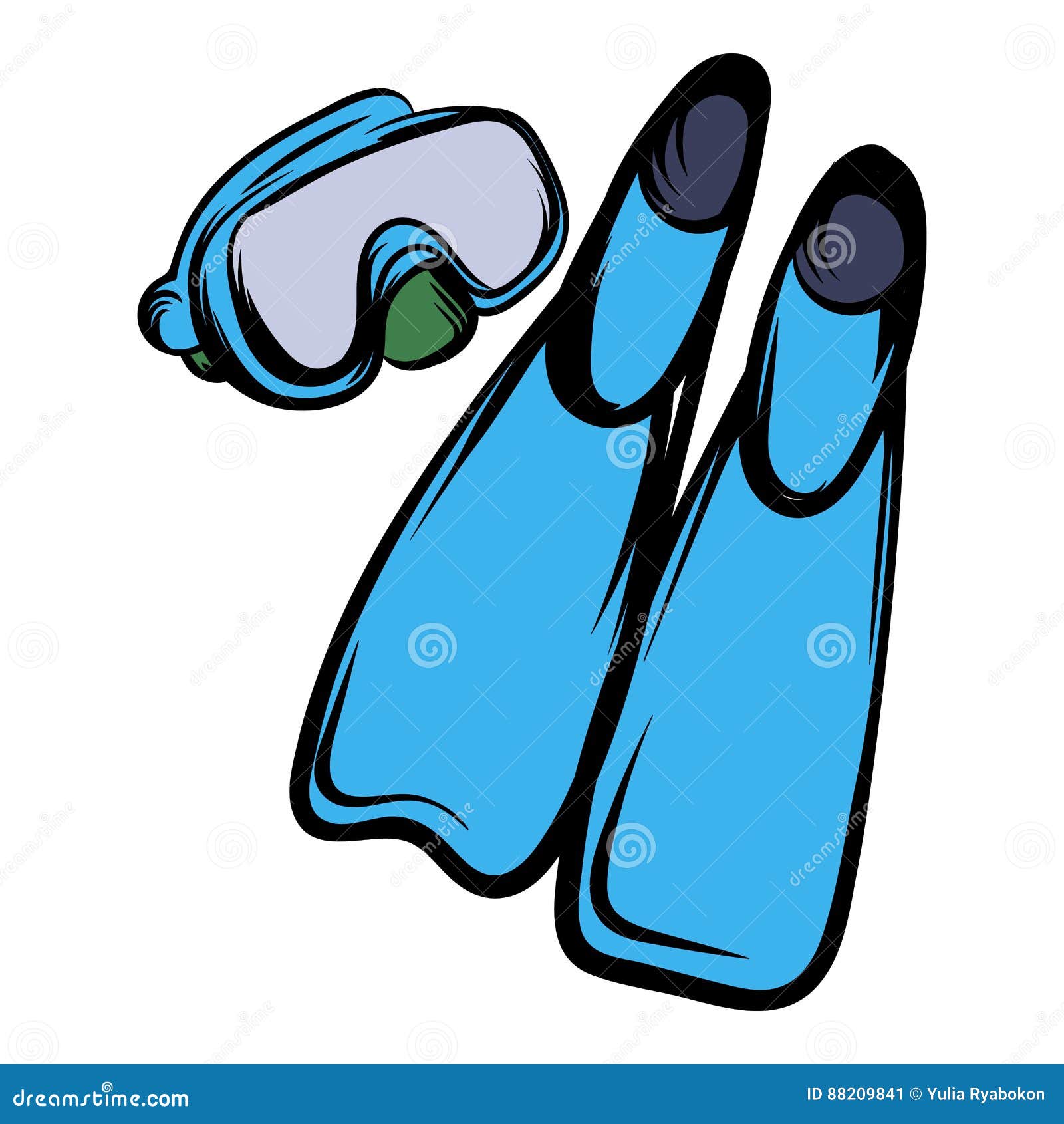 Blue flippers icon cartoon stock vector. Illustration of recreational ...