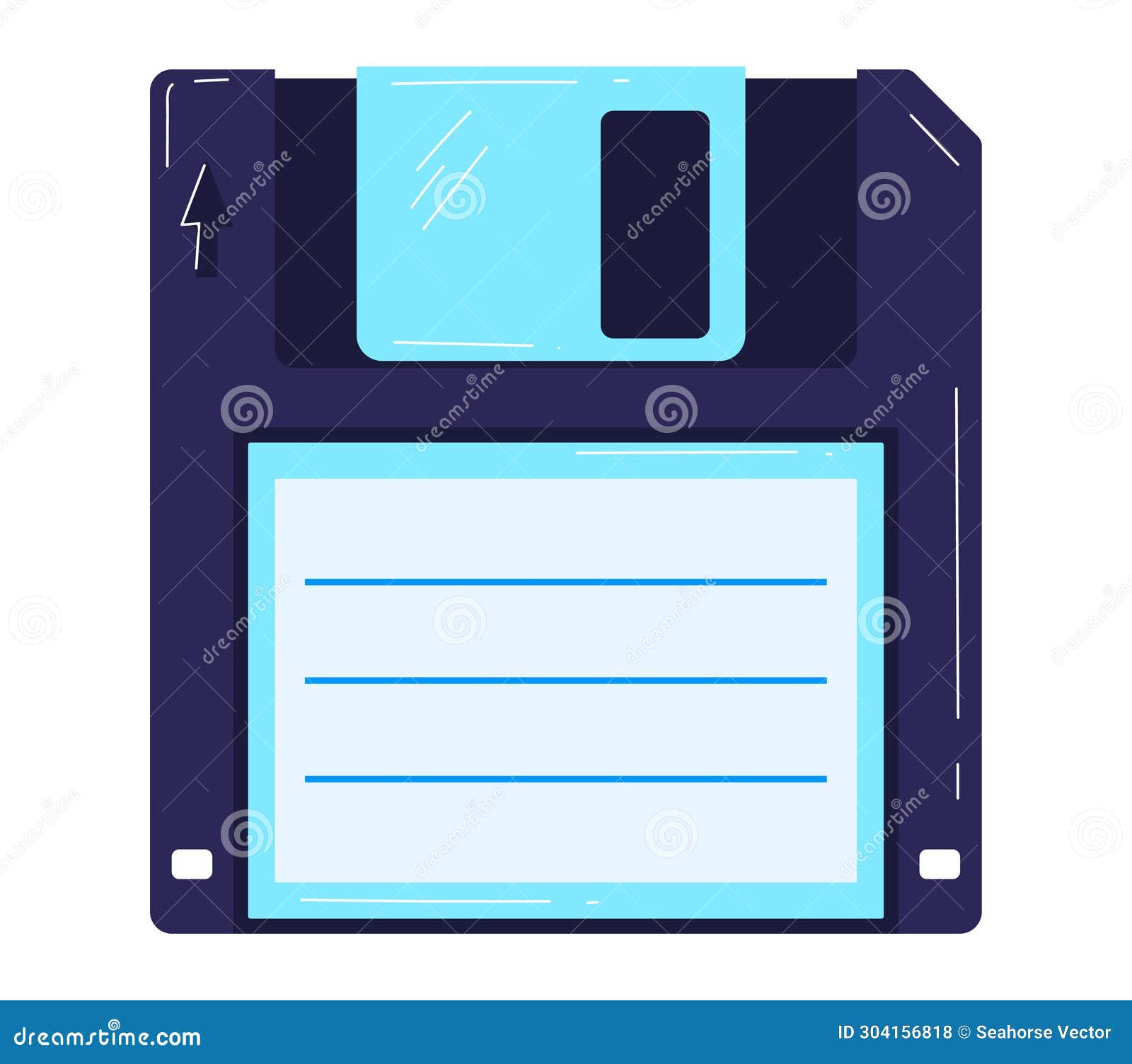 Blue Floppy Disk Vector Illustration. Retro Storage Device for ...