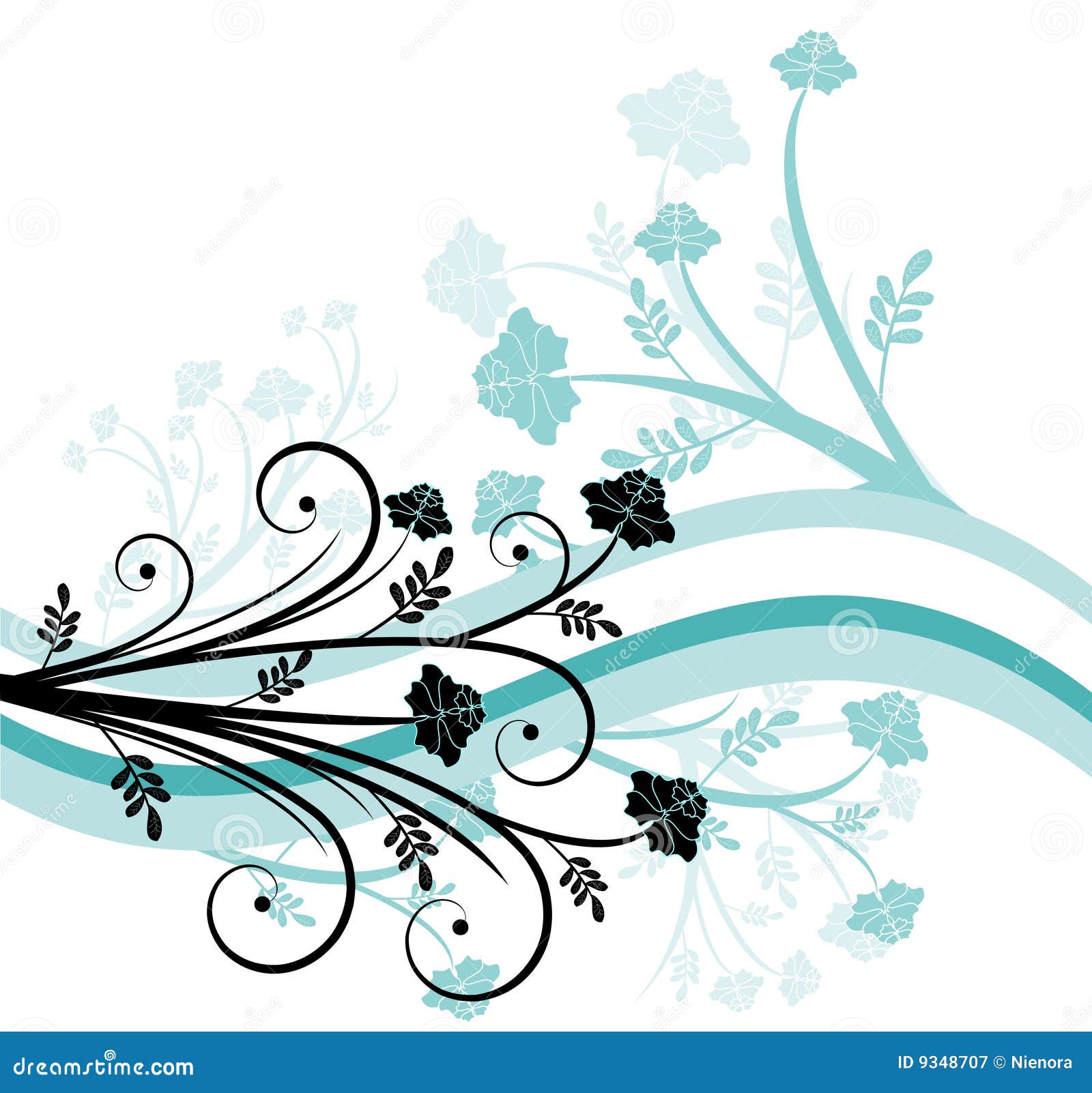 Blue floral design stock vector. Illustration of draw - 9348707