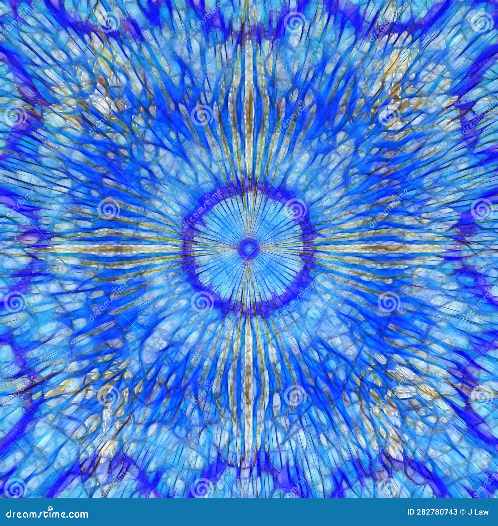 Blue Floral Design Ion a Regular Square Composition Stock Illustration ...