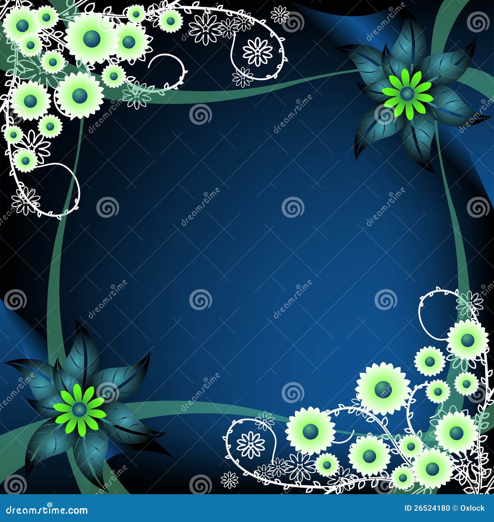 Blue floral frame stock vector. Illustration of design - 26524180