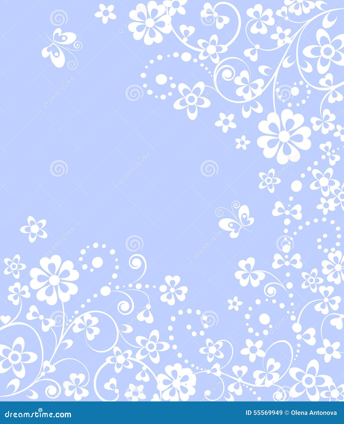 Blue floral greeting card stock vector. Illustration of decorative ...