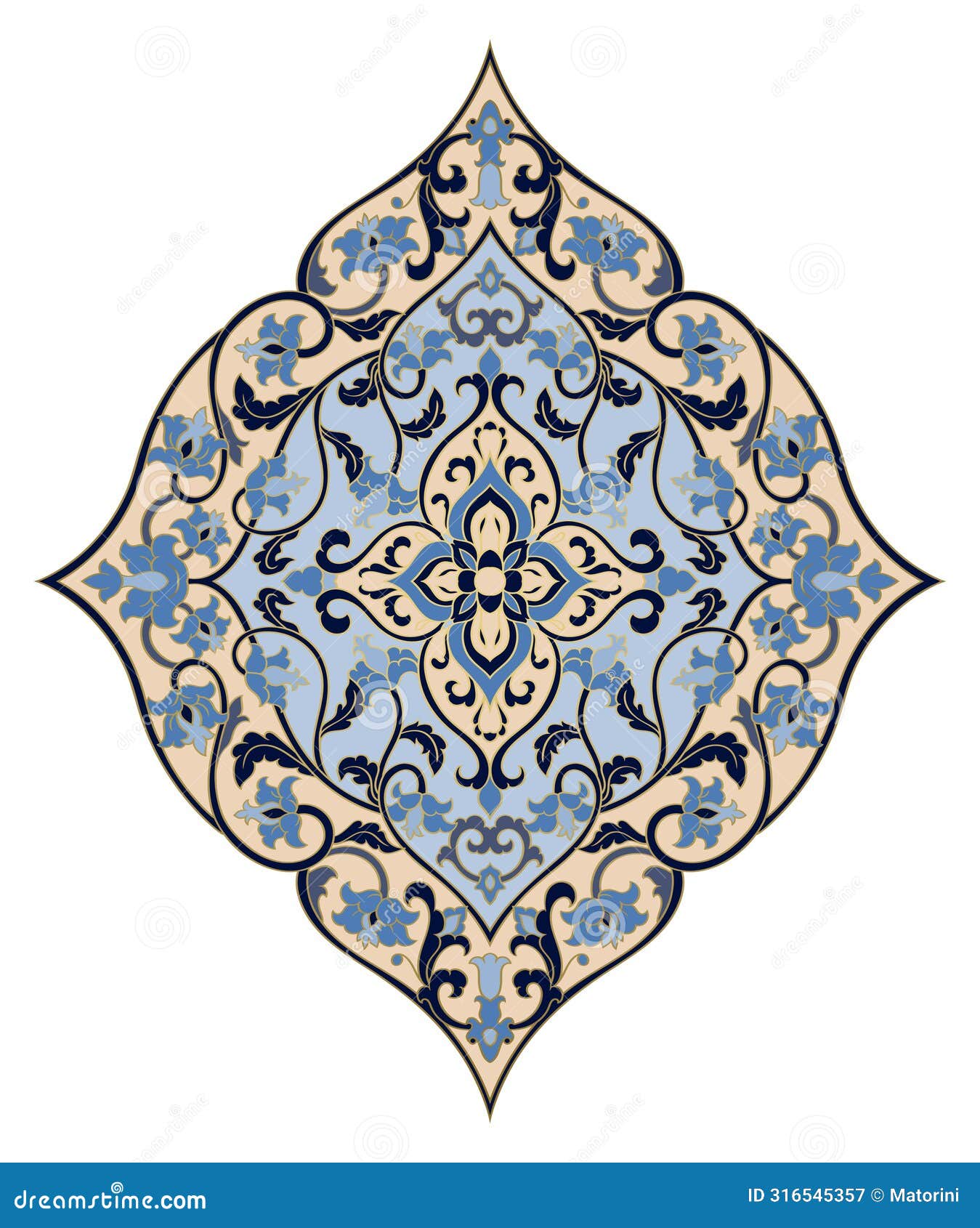 Blue Floral Medallion for Design Stock Vector - Illustration of beige ...