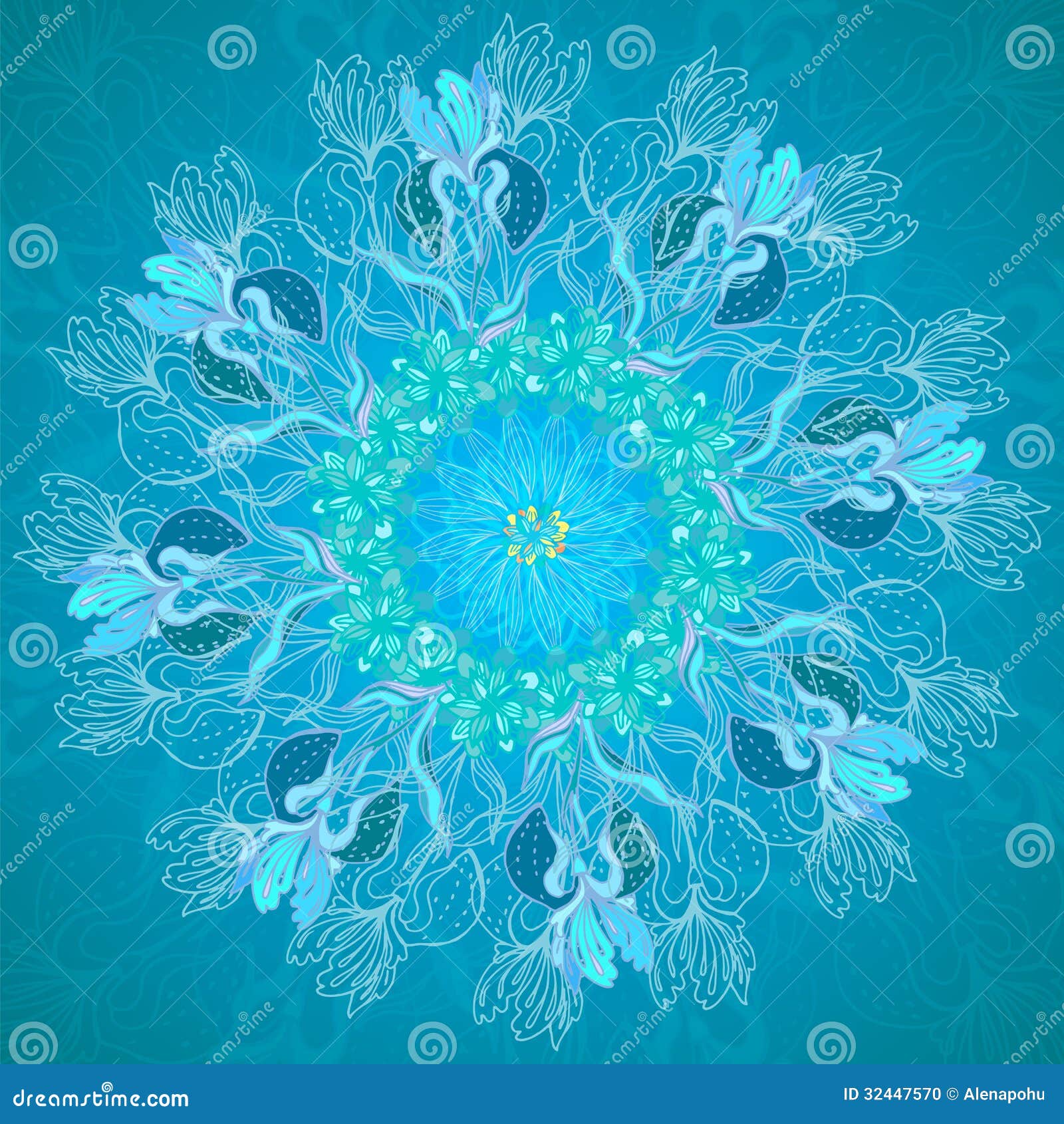 Blue Floral Ornament Mandala Background Card Stock Vector ...