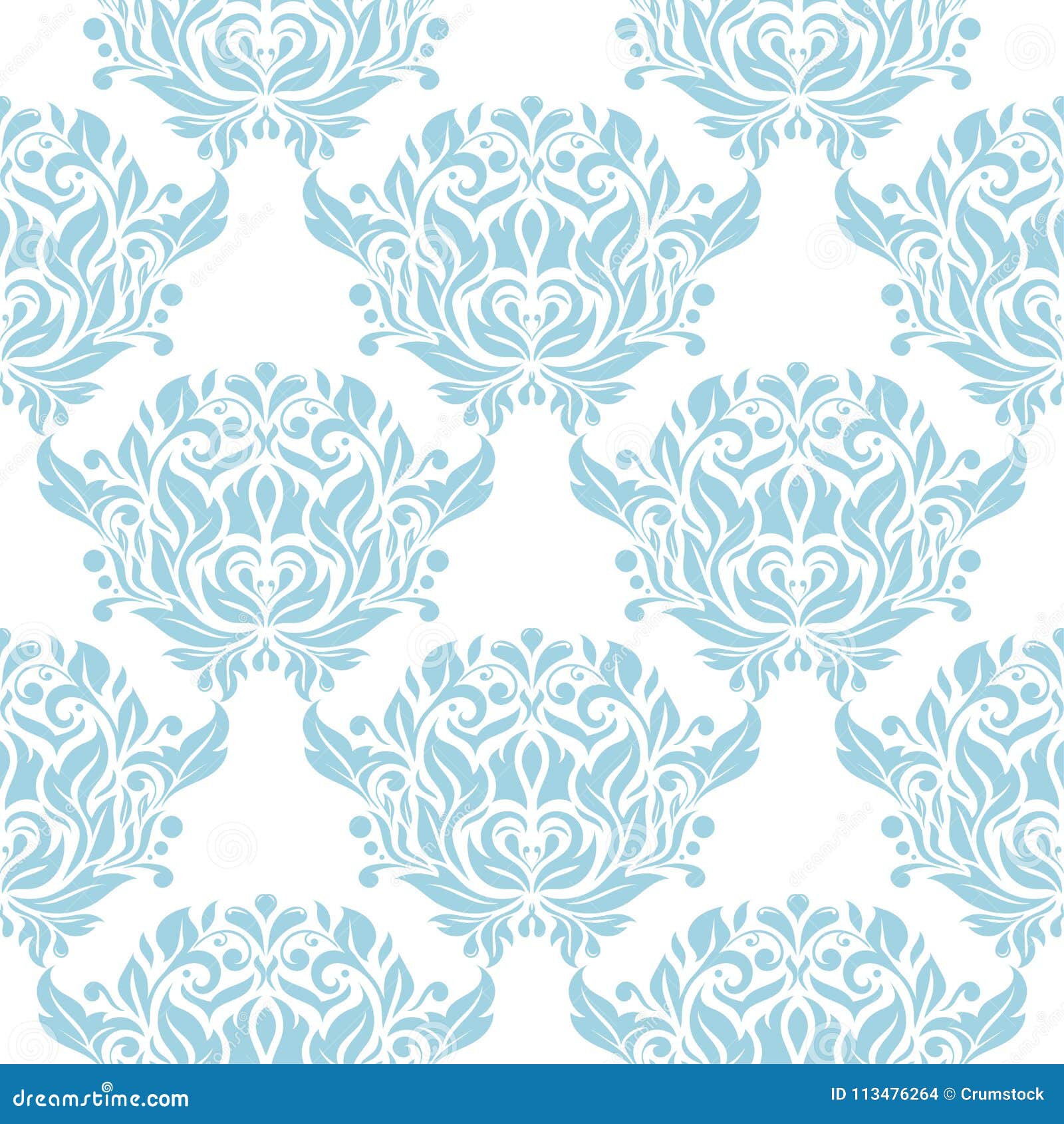 Blue Floral Seamless Pattern on White Background Stock Vector ...