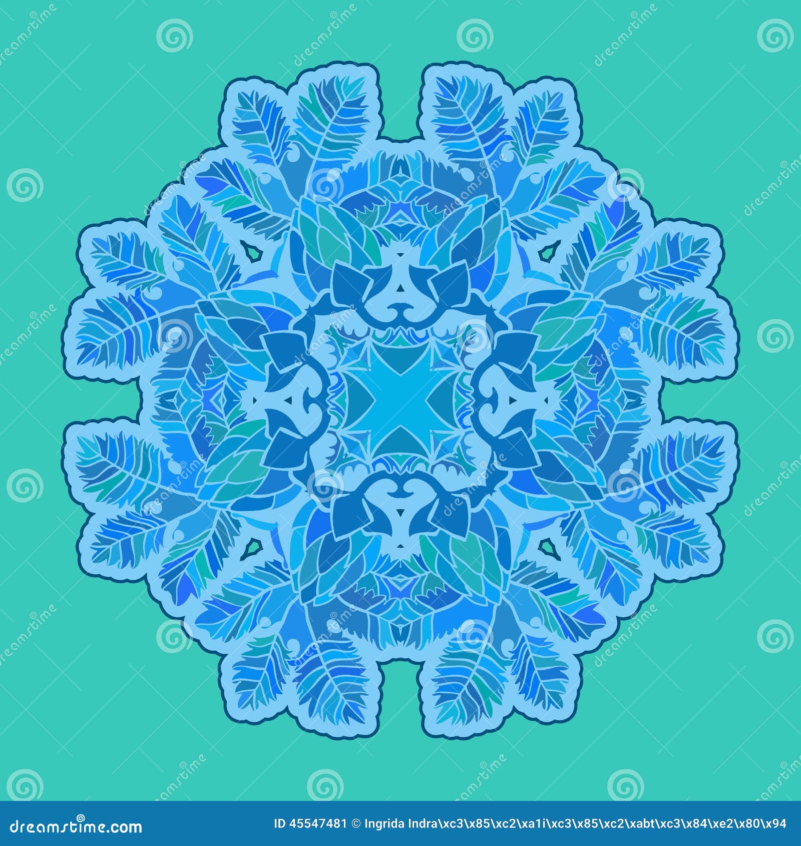 Blue Floral Ornamented Circle Stock Vector - Illustration of background ...