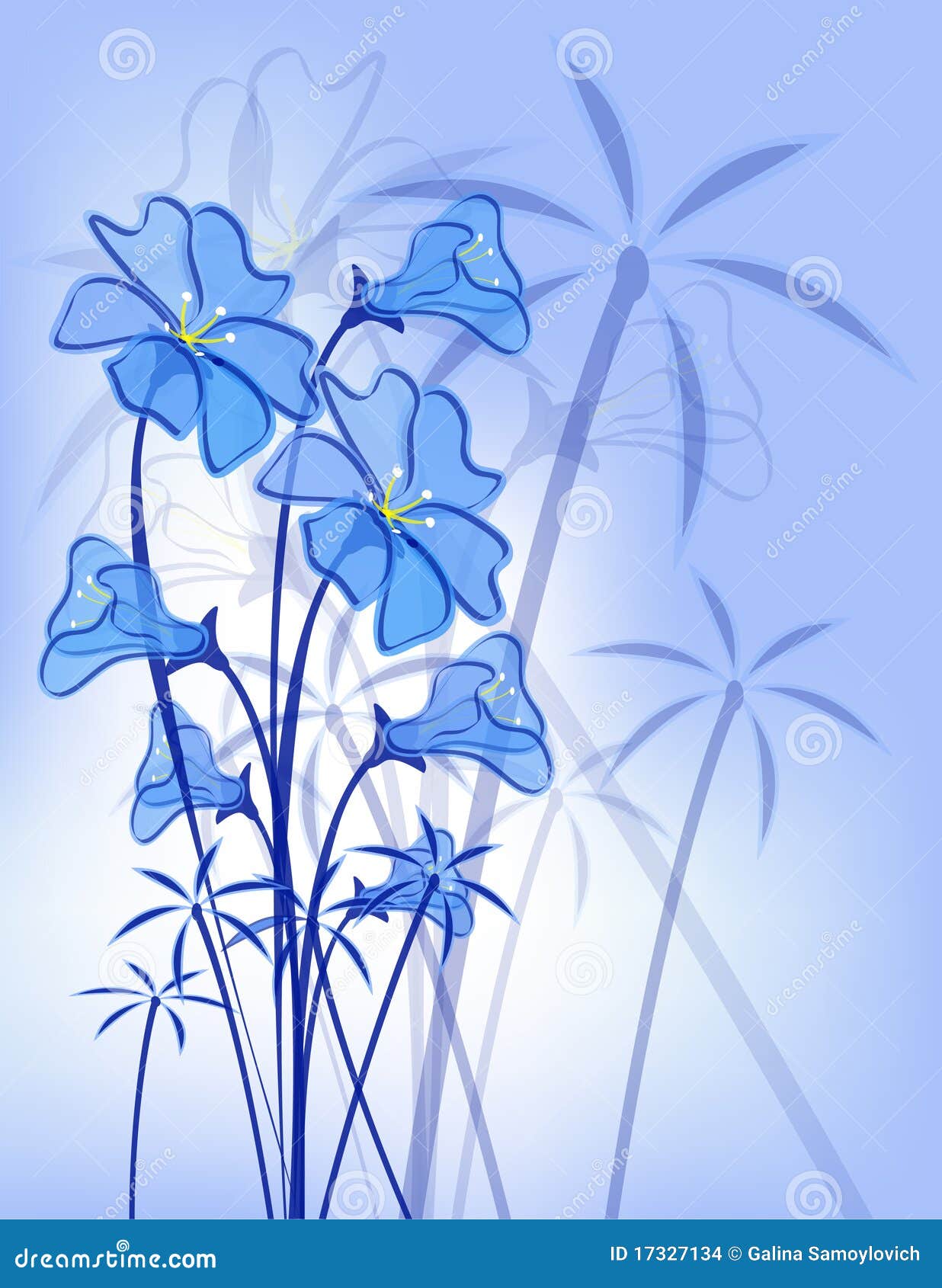 Blue floral pattern. stock vector. Illustration of decorative - 17327134