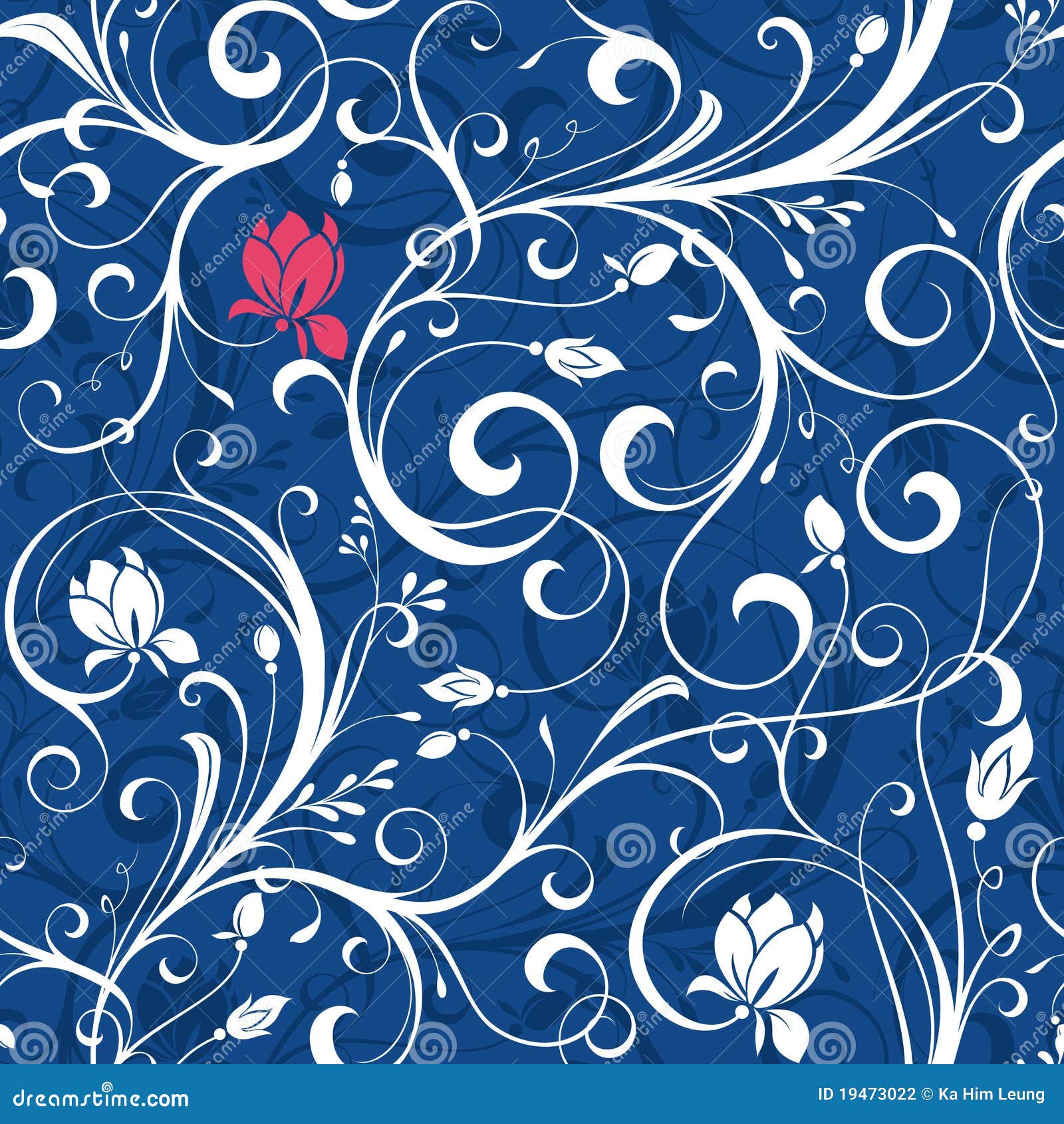 Blue Floral Pattern stock illustration. Illustration of curl - 19473022
