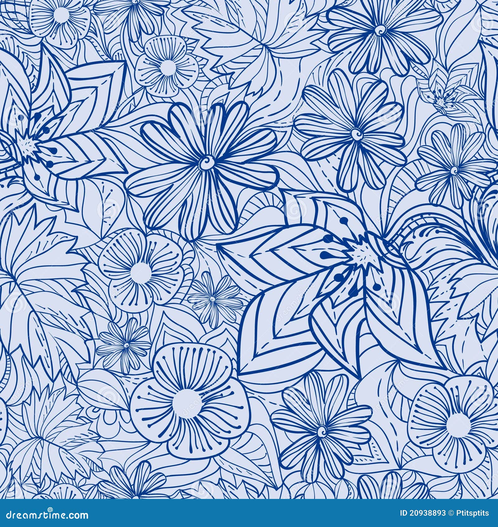 Blue floral pattern stock vector. Illustration of decorative - 20938893