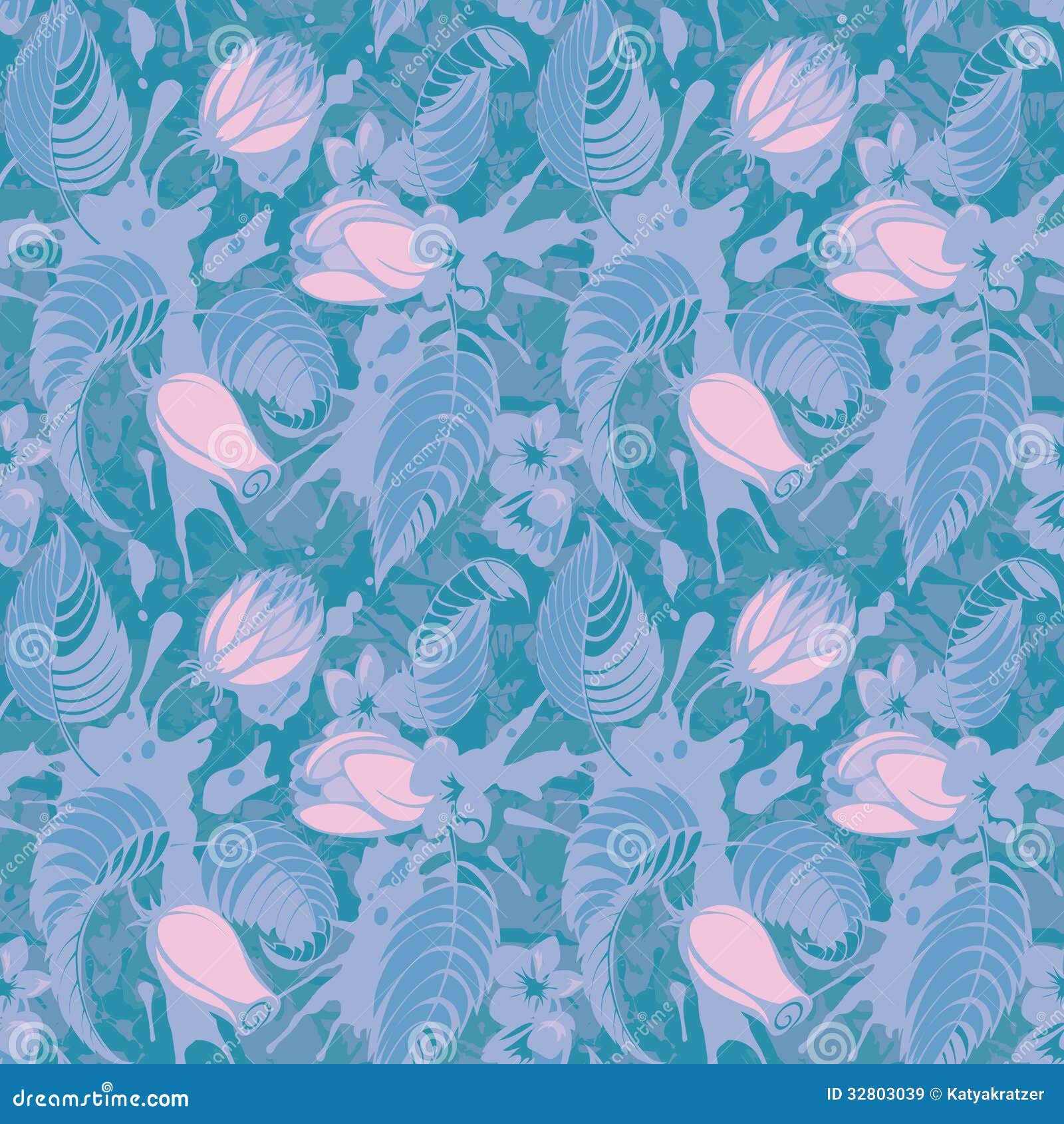 Blue Floral Seamless Pattern Stock Vector - Illustration of design ...