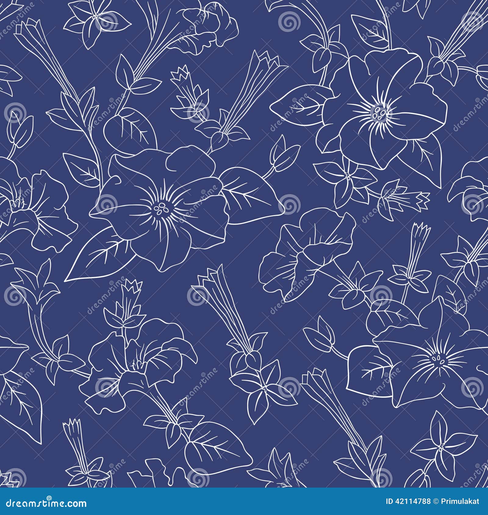 Blue Floral Seamless Pattern Stock Vector - Illustration of background ...