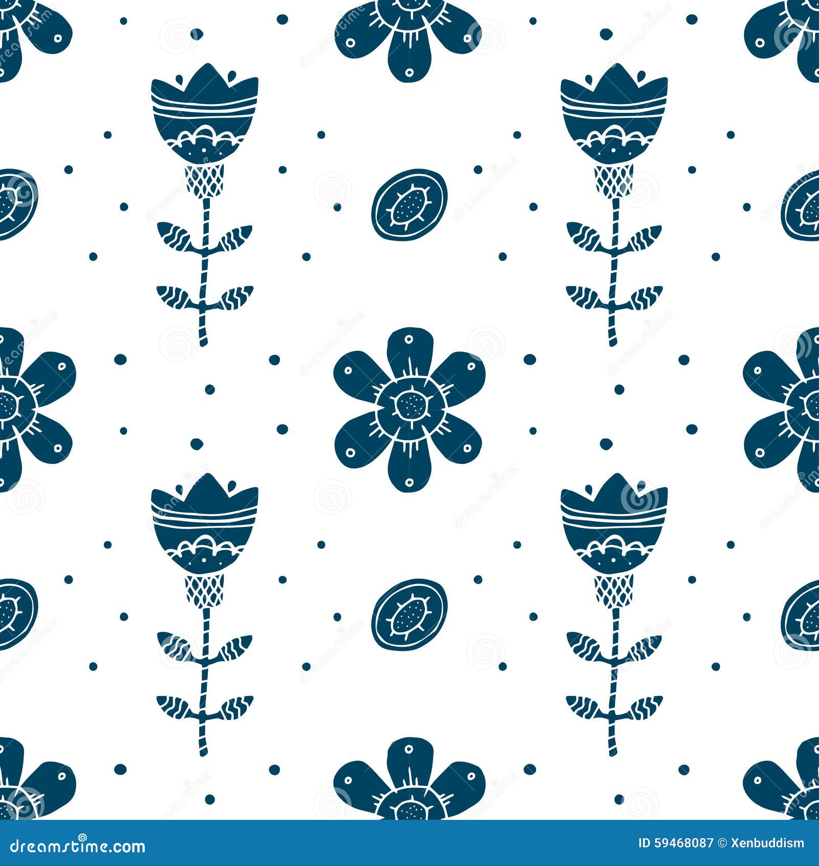 Blue Floral Seamless Pattern Stock Illustration - Illustration of blue ...