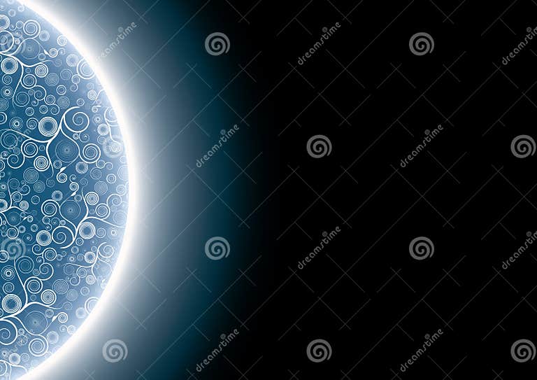 Blue Floral Vector Planet with Bright Horizon Stock Vector ...