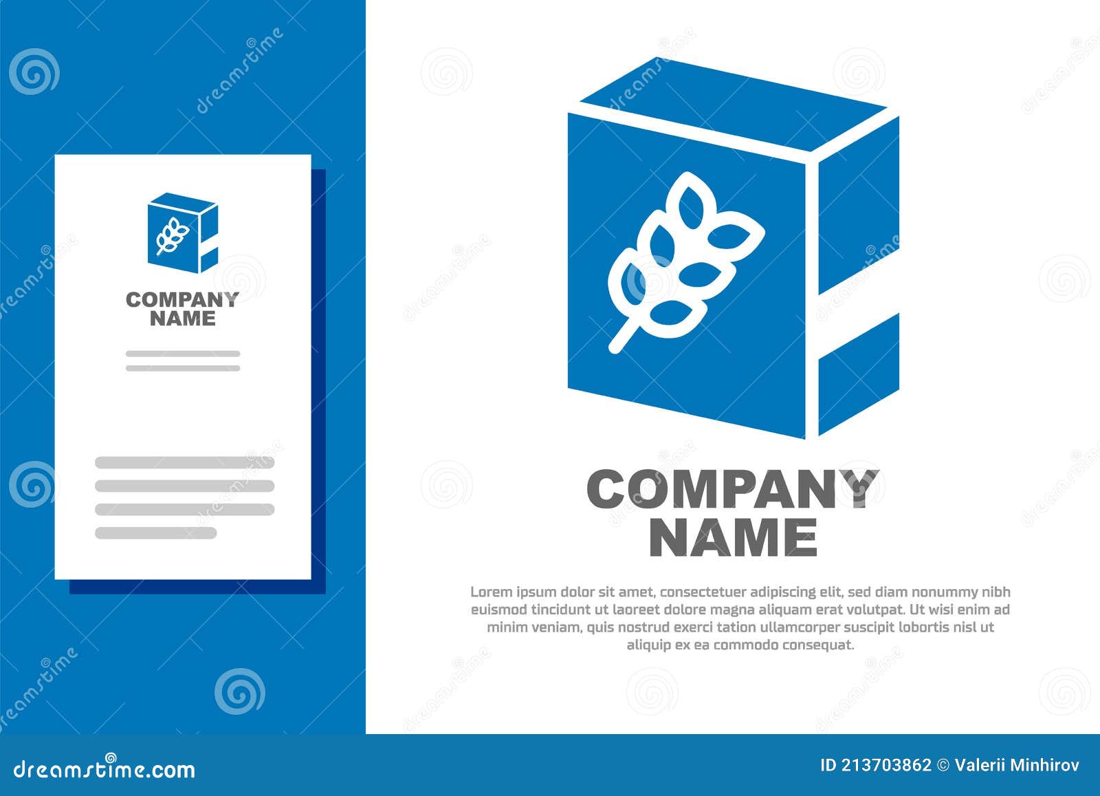 Blue Flour Pack Icon Isolated on White Background. Logo Design Template ...