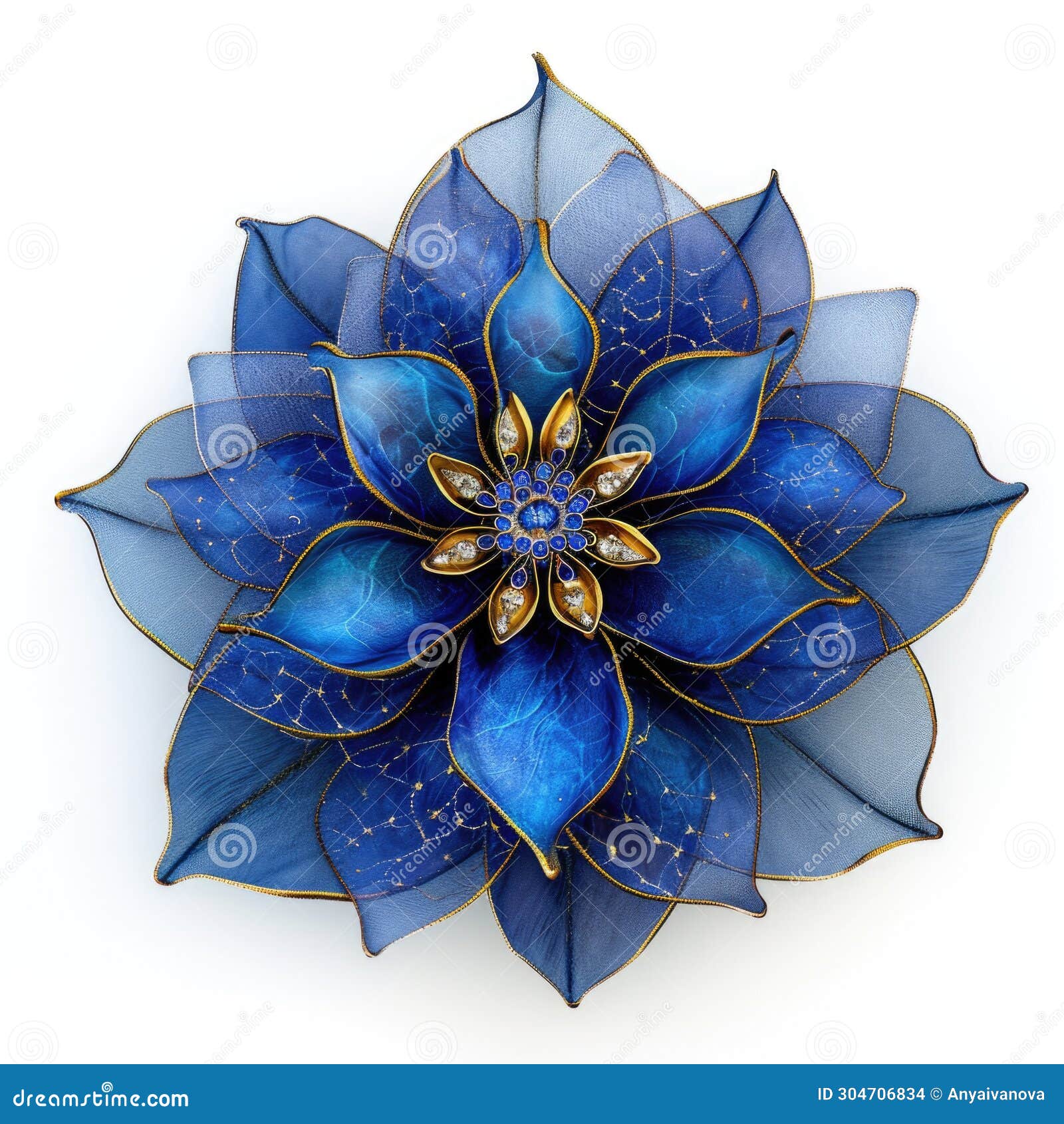 A Blue Flower Brooch Sitting on Top of a White Surface Stock Photo ...