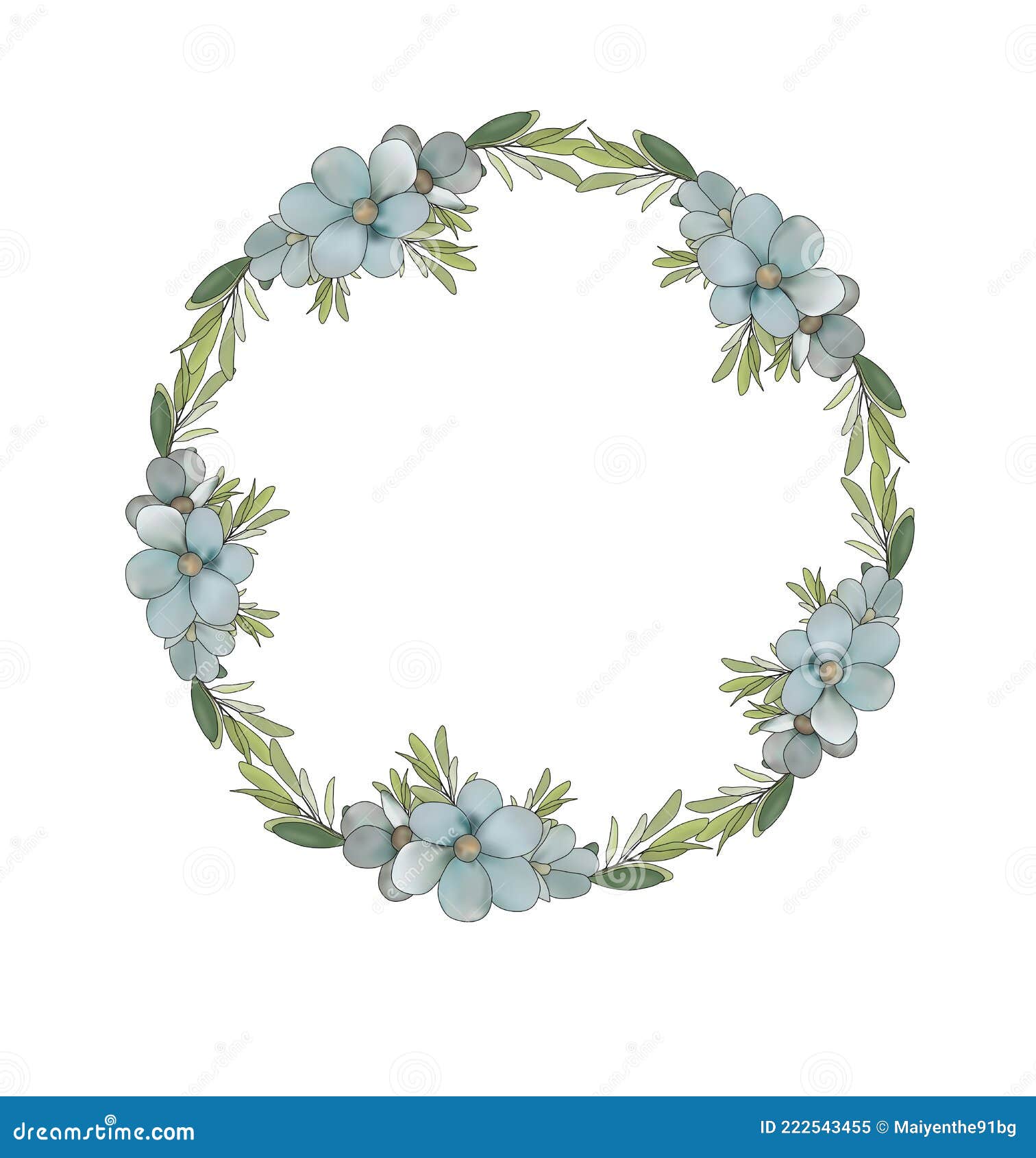 Blue flower circle stock vector. Illustration of beautiful - 222543455