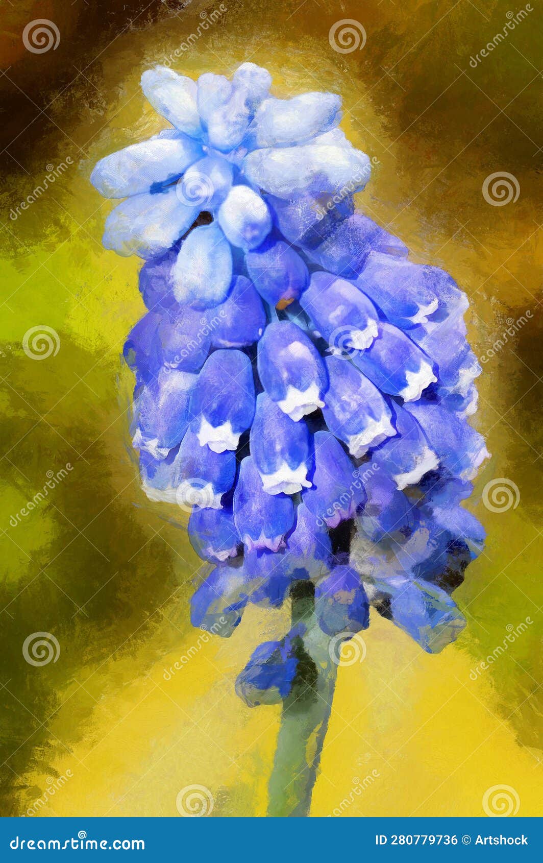 Blue Flower Digital Painting Stock Illustration - Illustration of ...