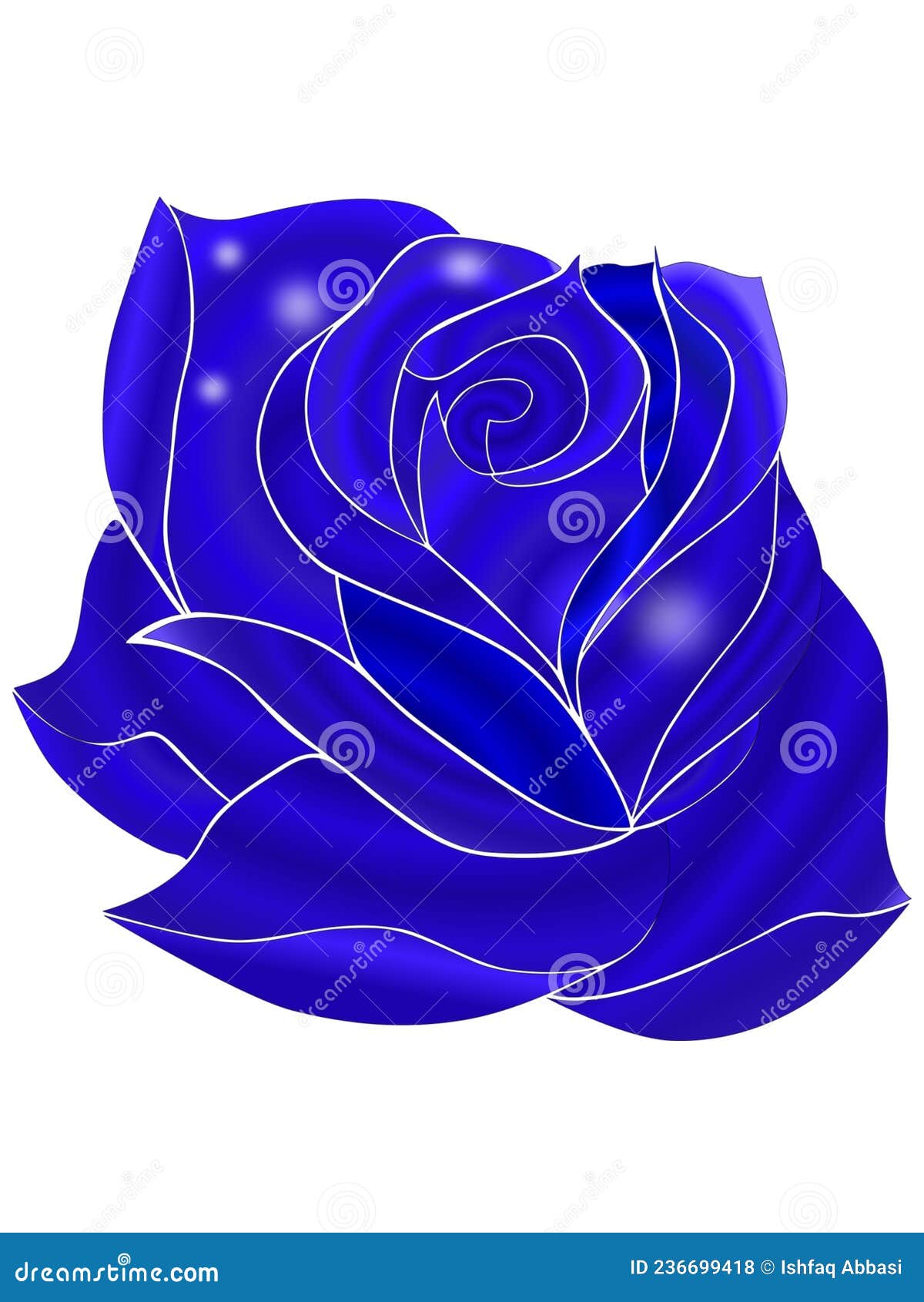 Blue Flower Drawing in White Background Stock Illustration ...