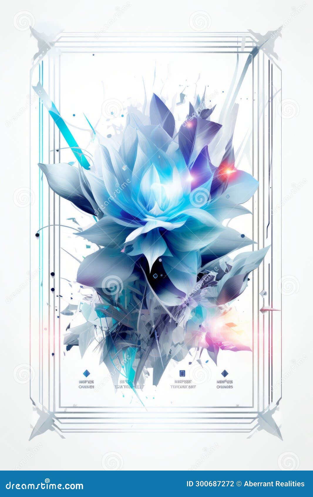 A Blue Flower in a Frame with an Abstract Design Stock Illustration ...