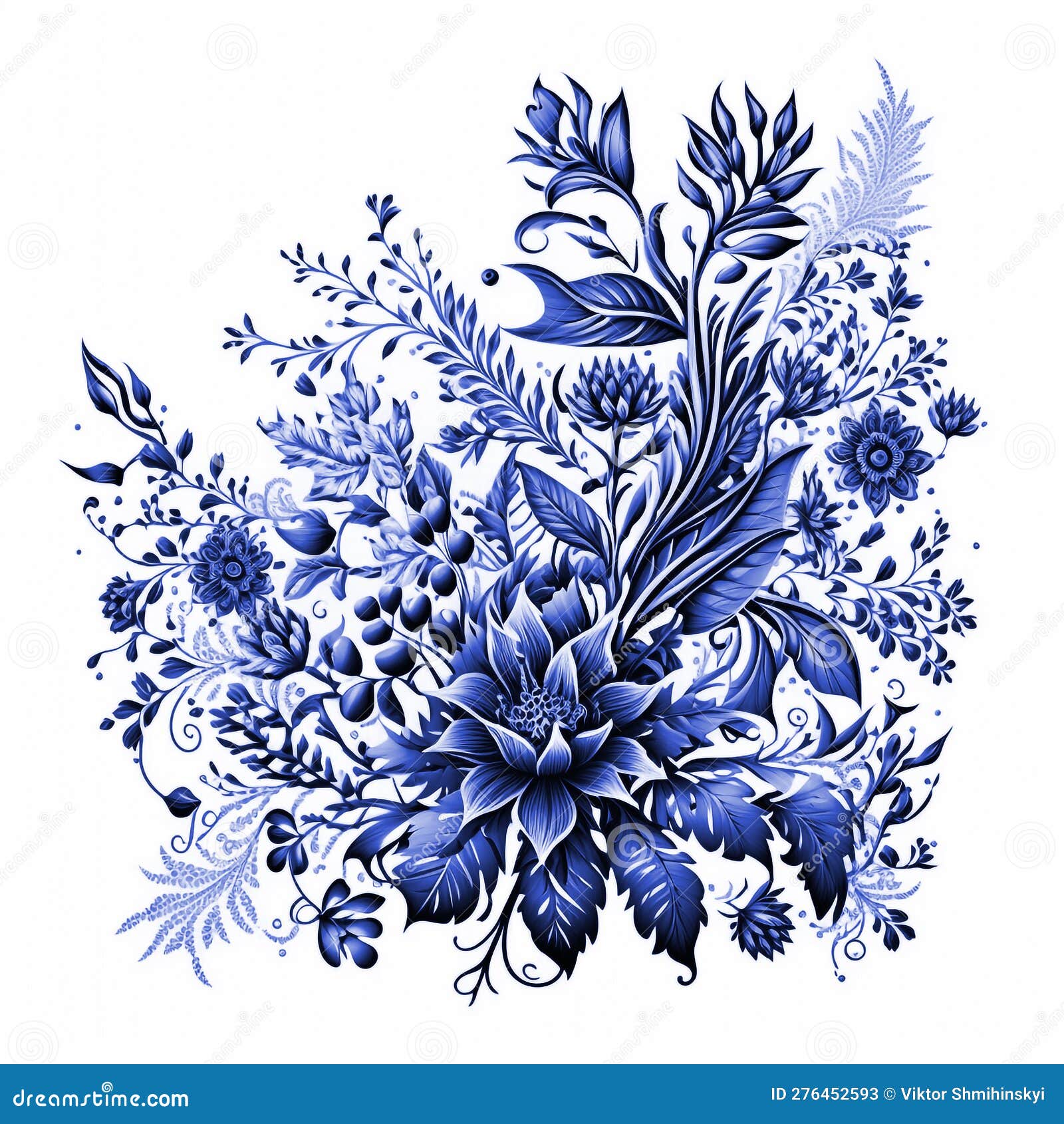 Blue Flower Illustration on White Background Created by Artificial ...