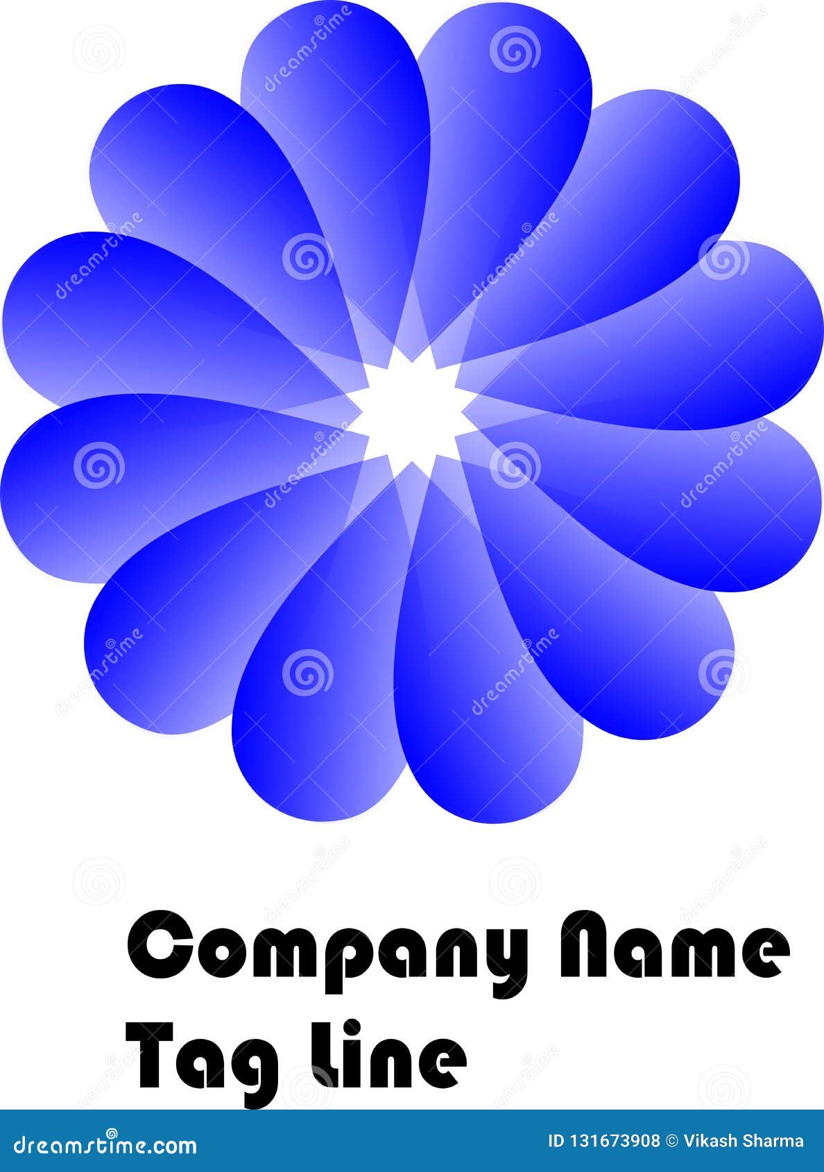 Blue Flower Logo Design and Vector Stock Illustration - Illustration of ...