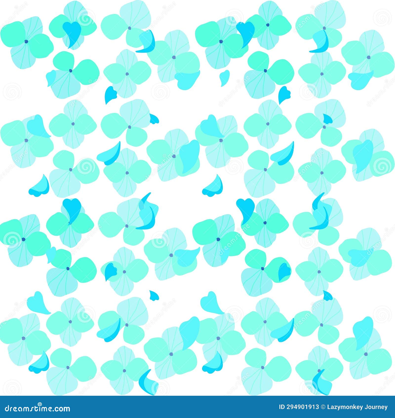 Blue Flower Petal Doodle Background, Abstract Art Stock Illustration ...