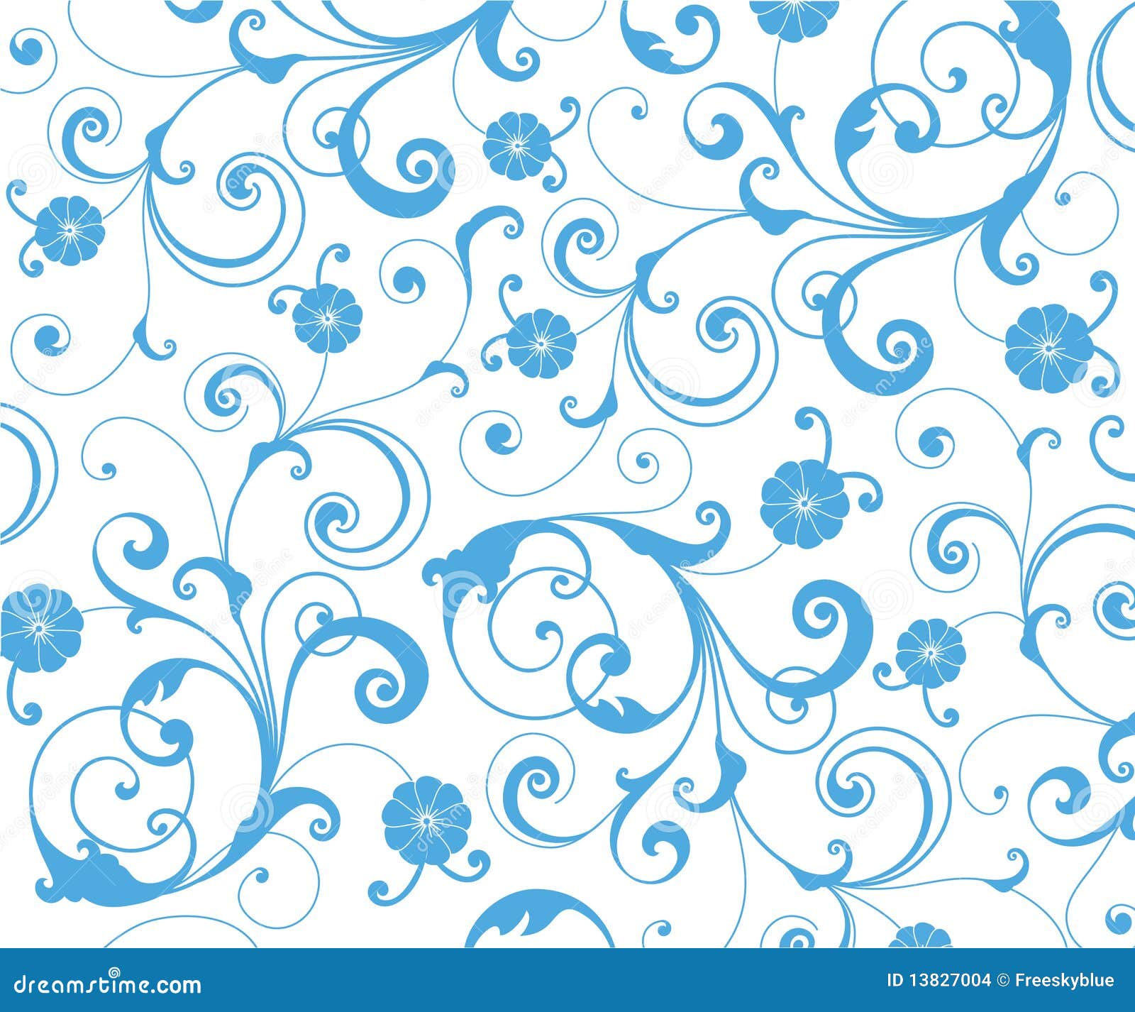 Blue Flower Seamless Pattern Stock Illustration - Illustration of ...