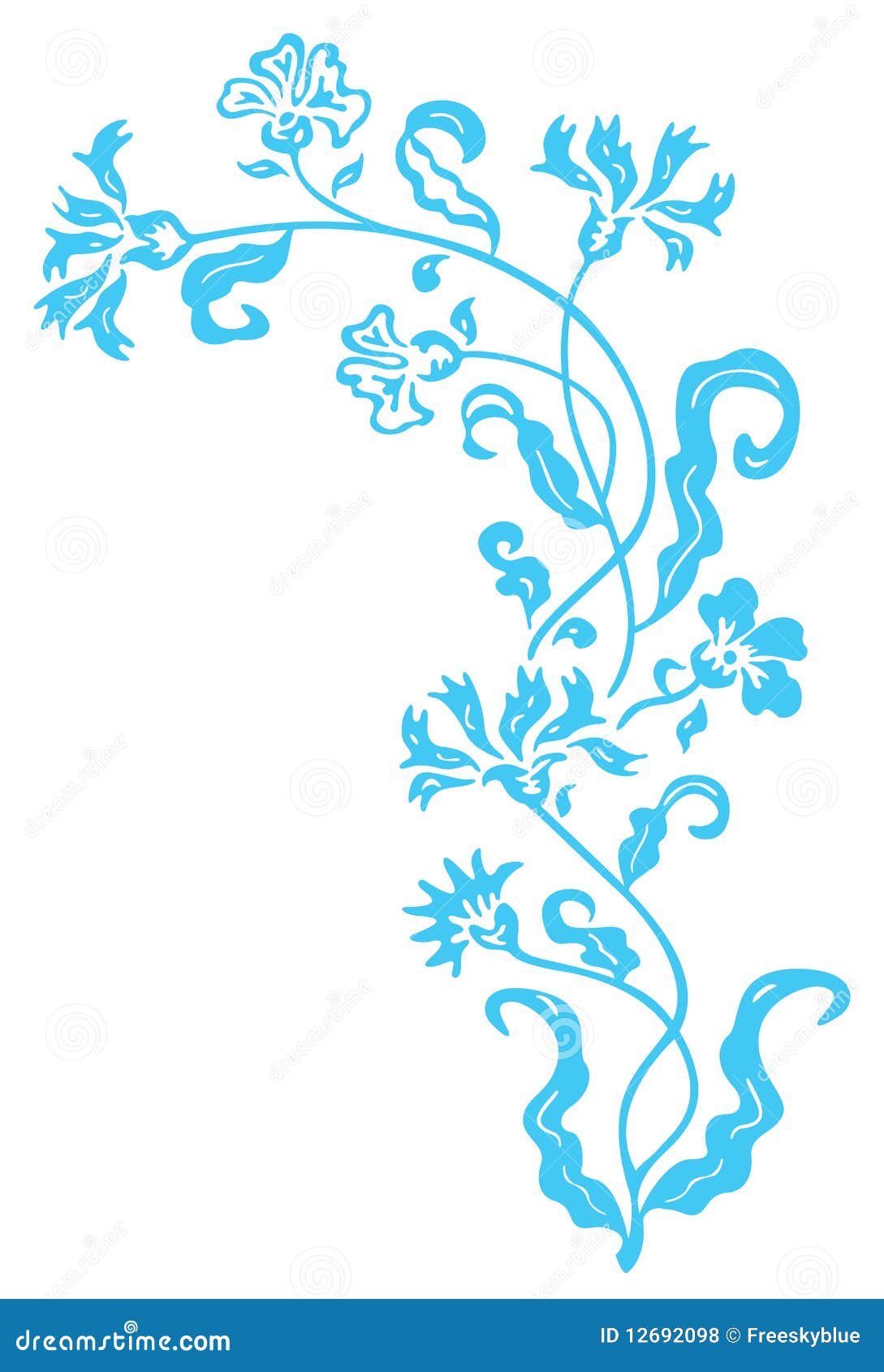Blue Flower and Vines Pattern Stock Illustration - Illustration of ...