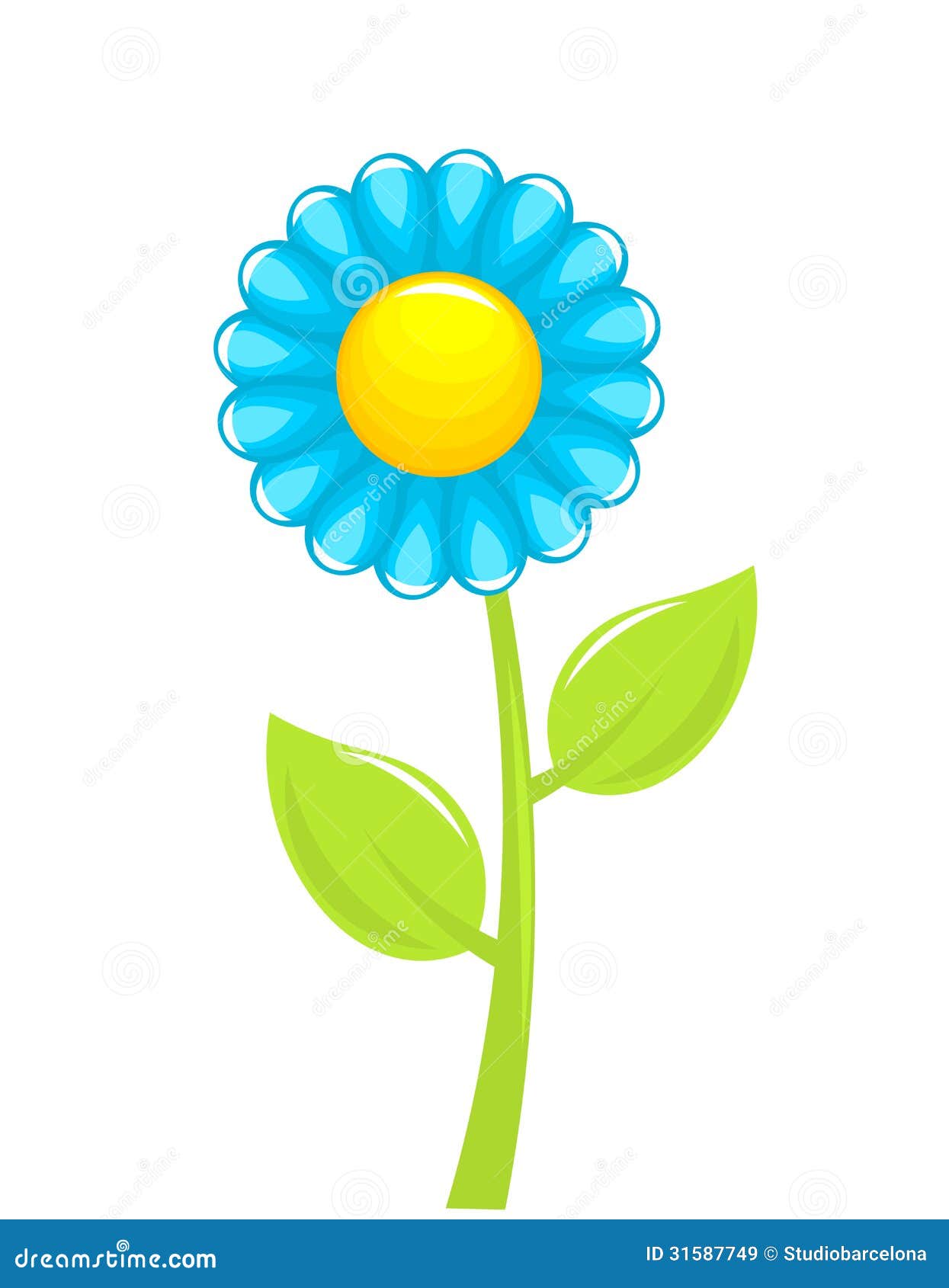 Blue flower stock vector. Illustration of emblem, cartoon - 31587749