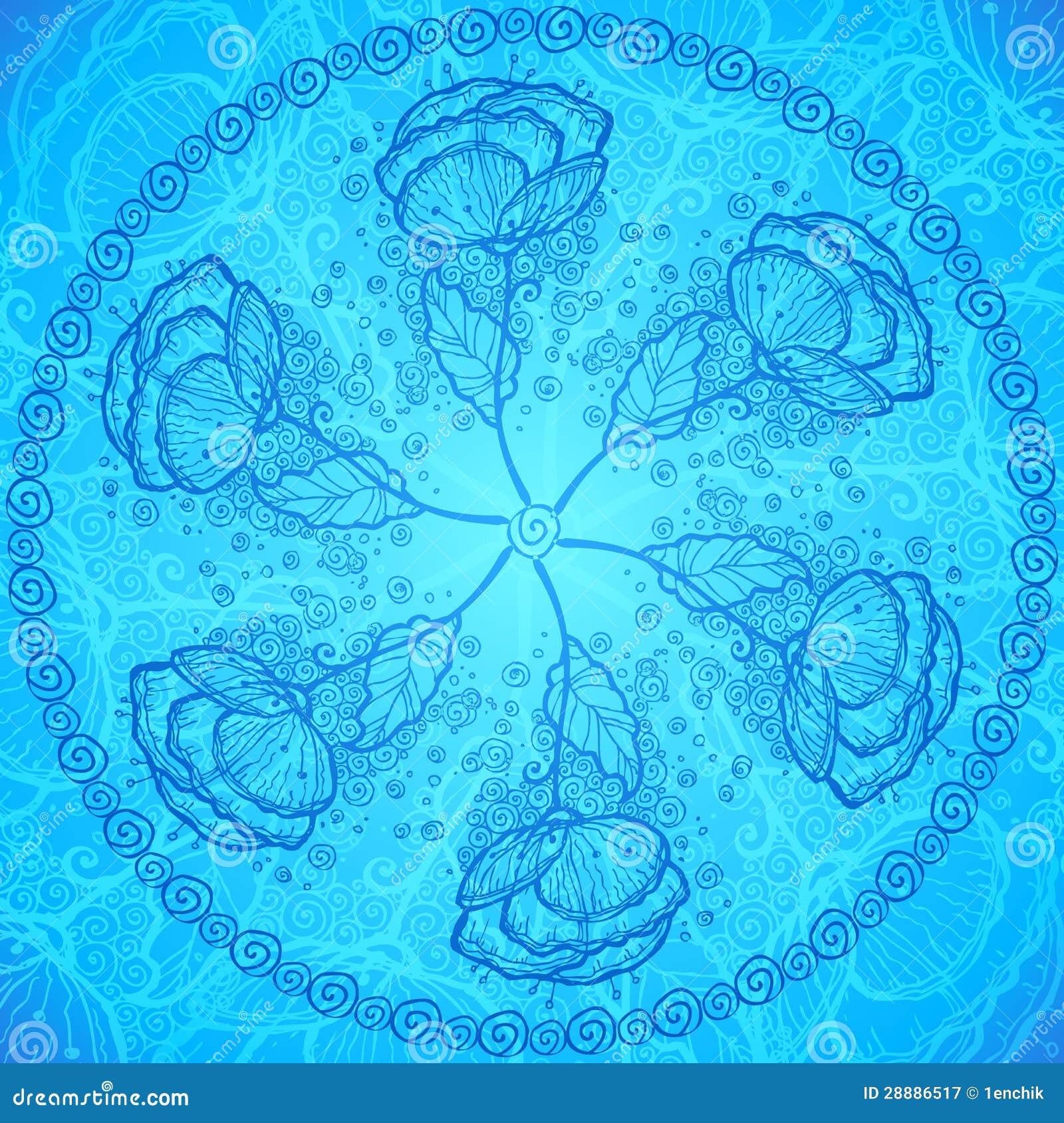 Blue Flowers Circle Bright Vector Background Stock Vector ...