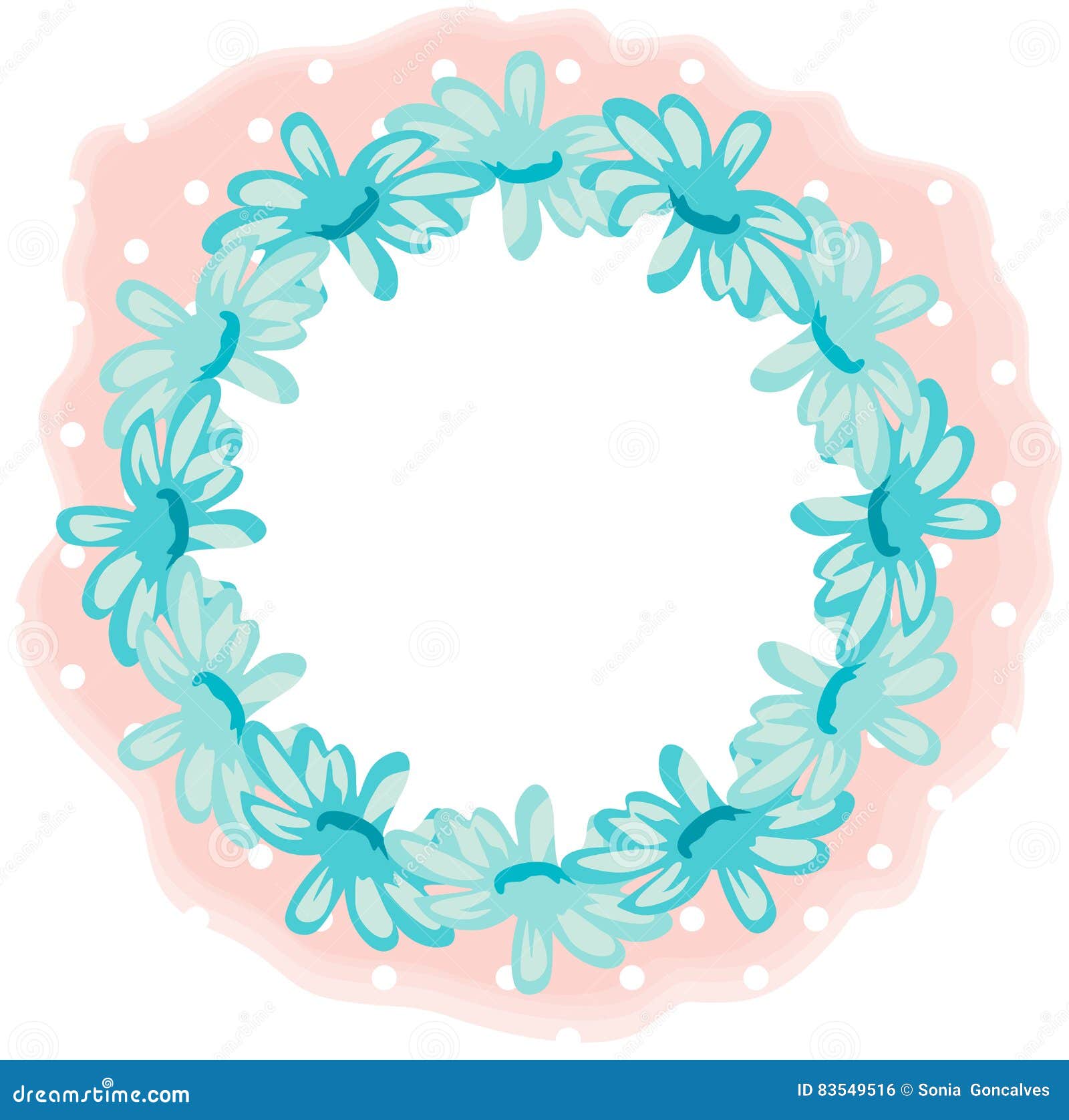 Blue flowers circle shape stock vector. Illustration of frame - 83549516