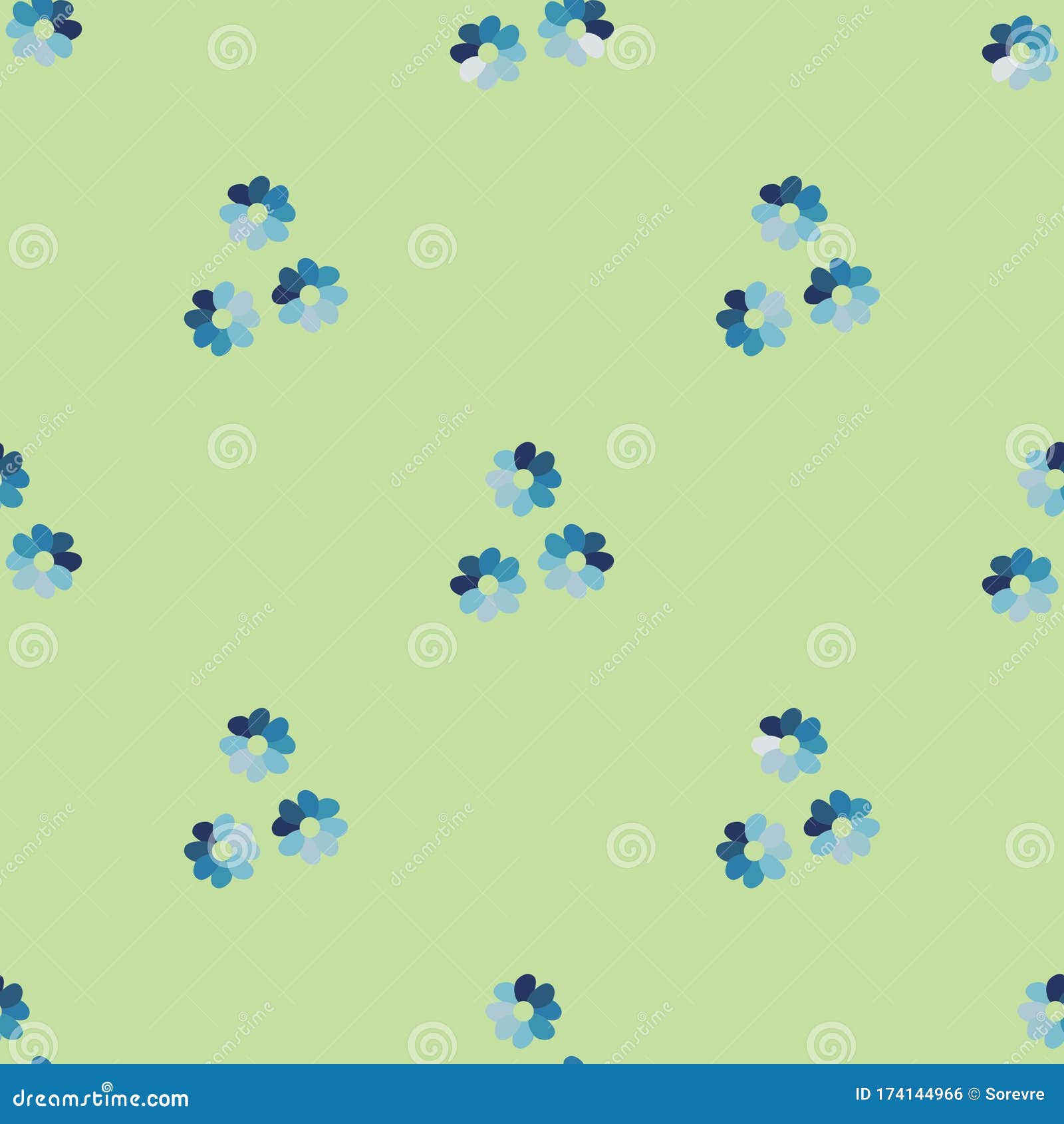 Blue Flowers with Gradient Seamless Pattern. Stock Illustration ...