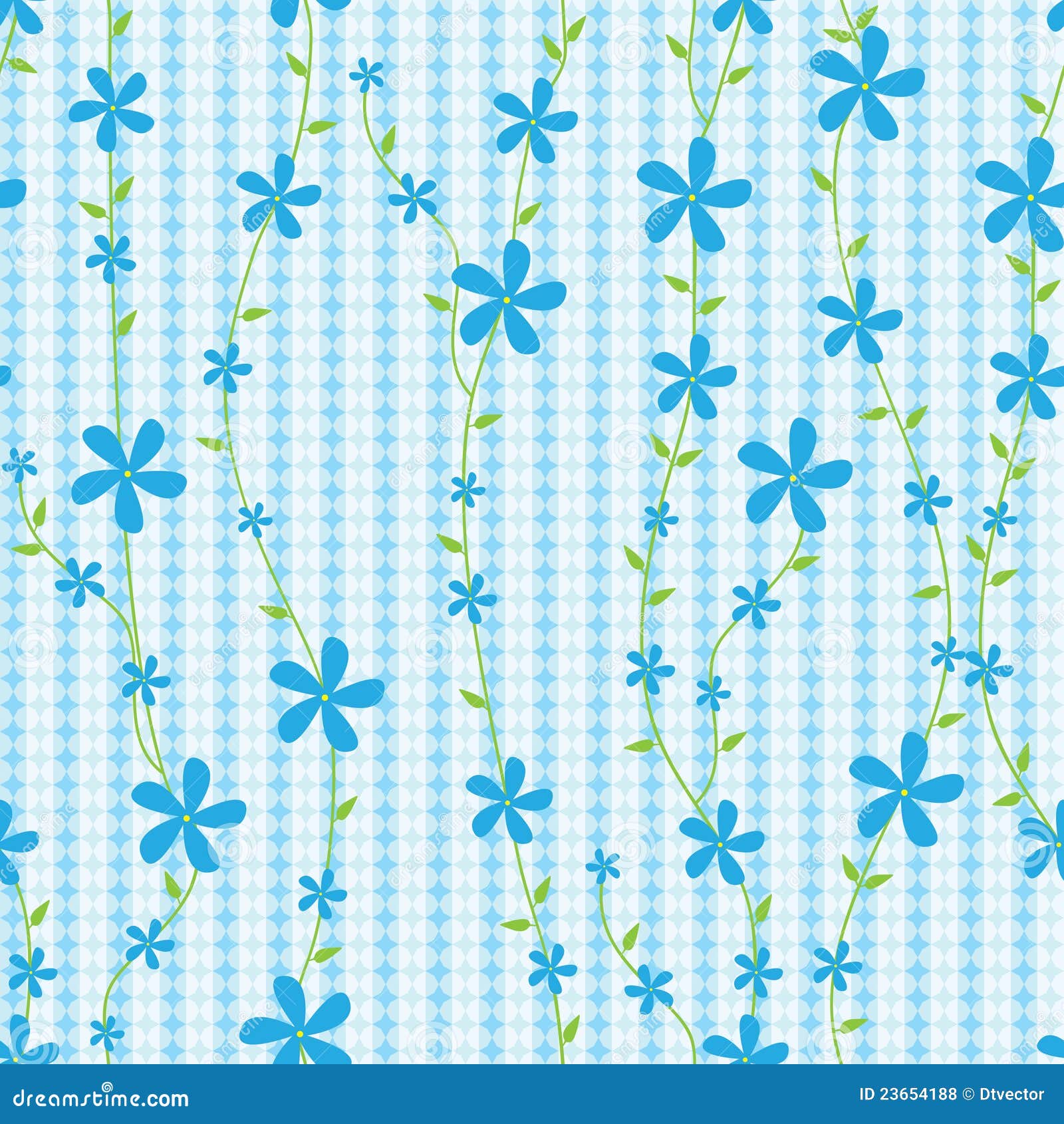 Blue Flowers and Lines Seamless Pattern Stock Vector - Illustration of ...