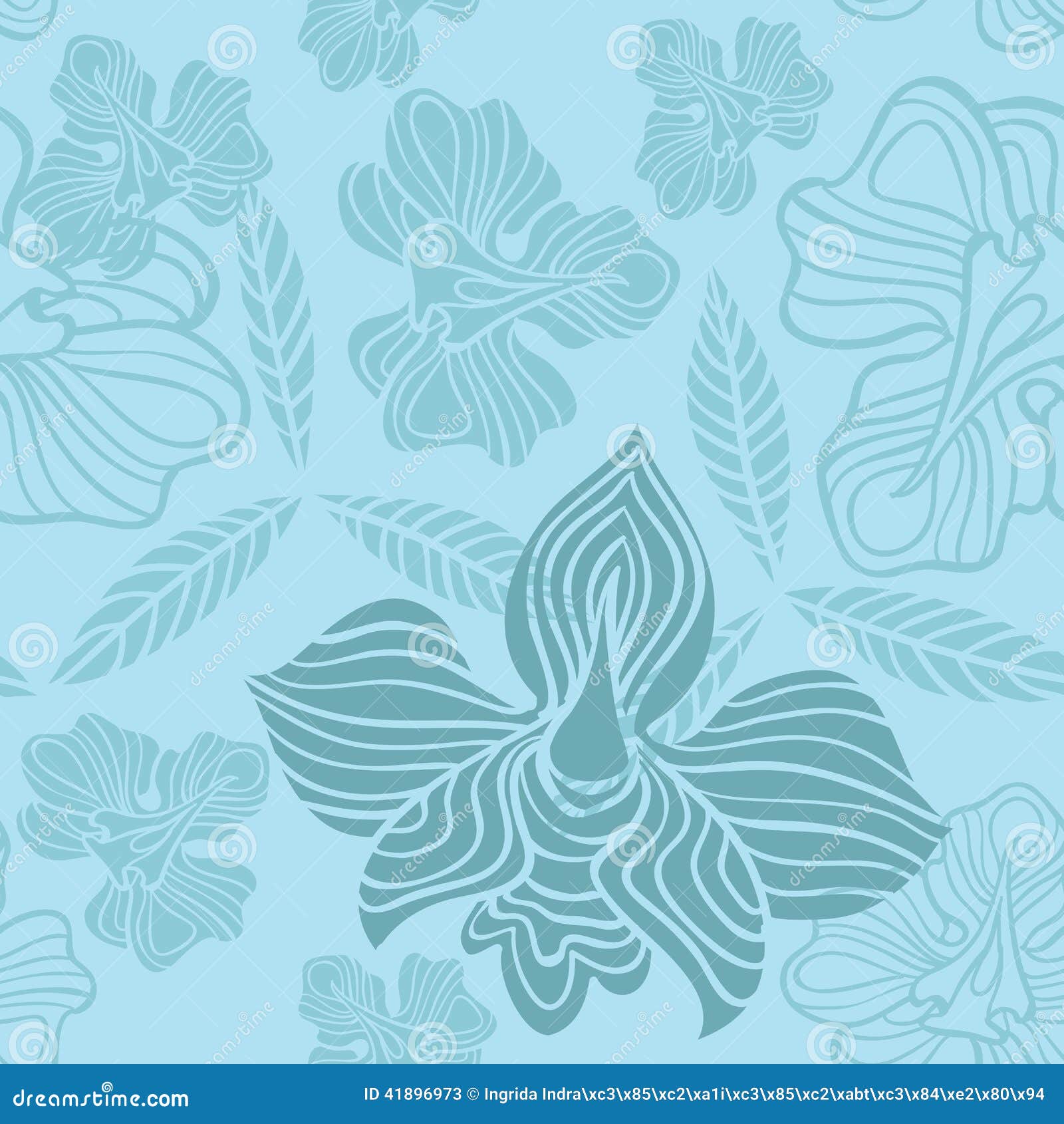 Blue flowers pattern stock vector. Illustration of graphic - 41896973