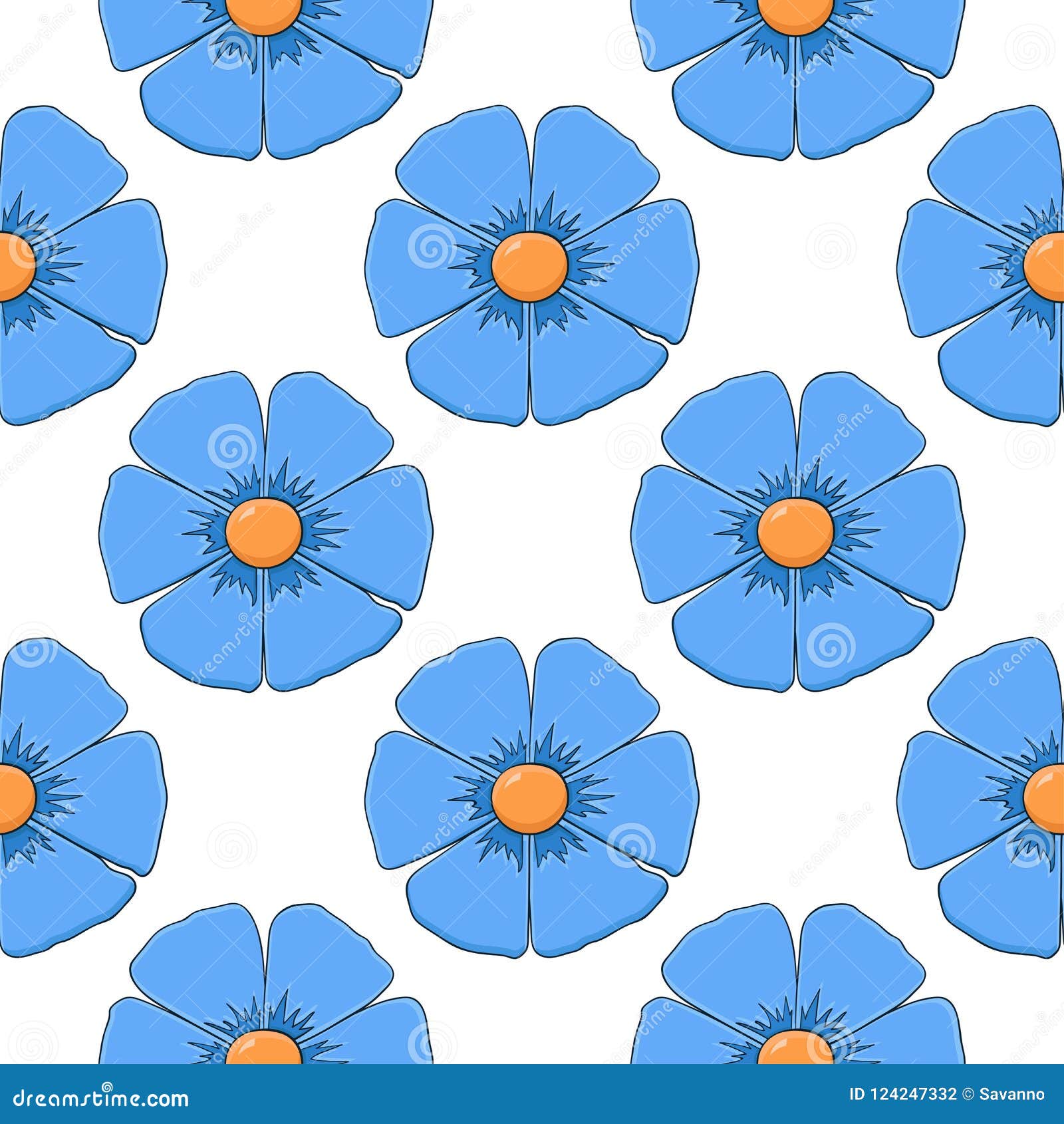 Blue Flowers. Seamless Pattern Stock Vector - Illustration of ...