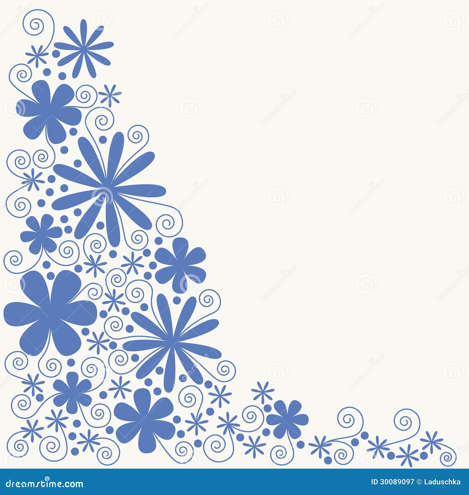 Blue flowers side-frame stock vector. Illustration of stylized - 30089097