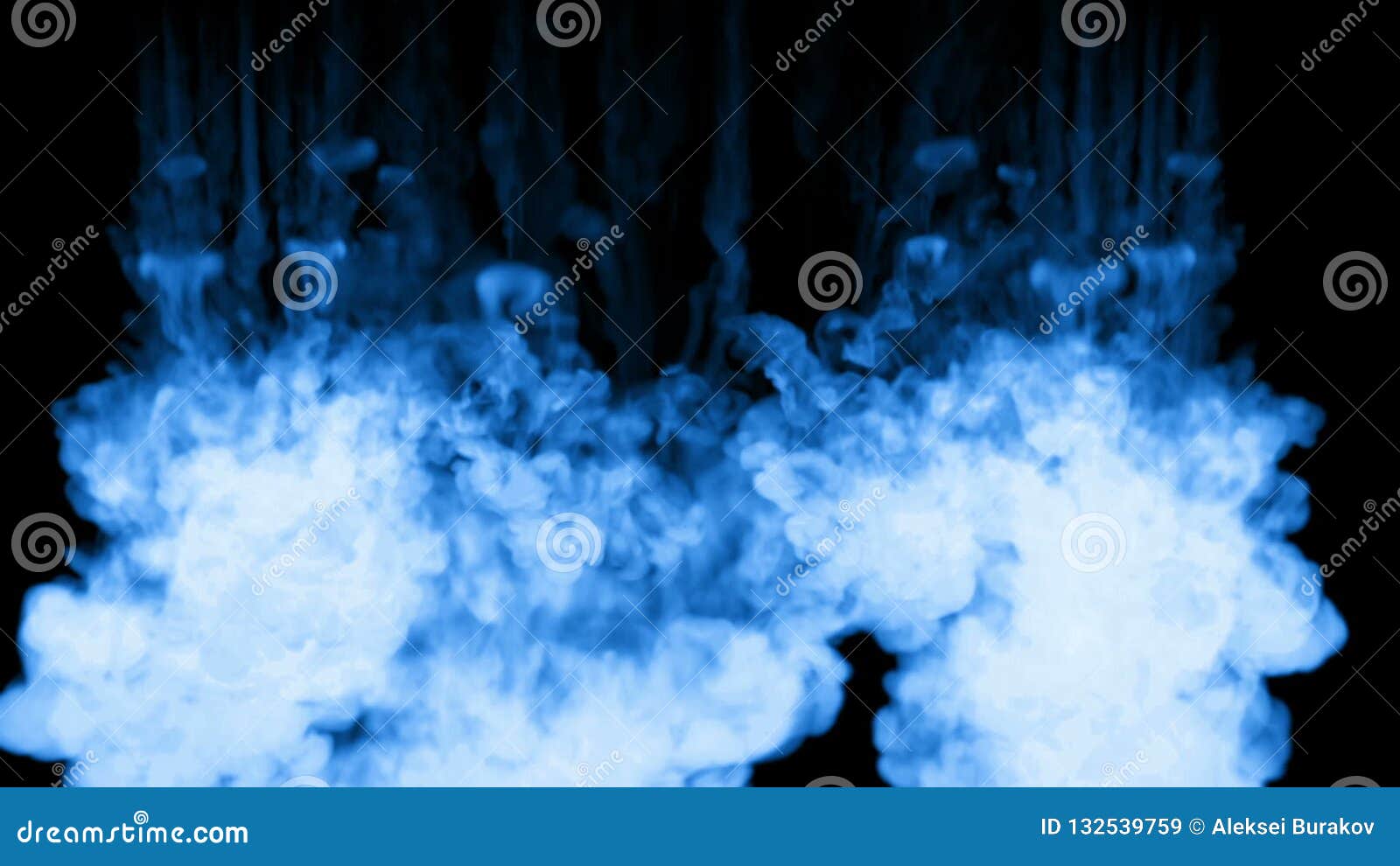 Blue Fluorescent Ink on a Black Background Dissolves in Water ...