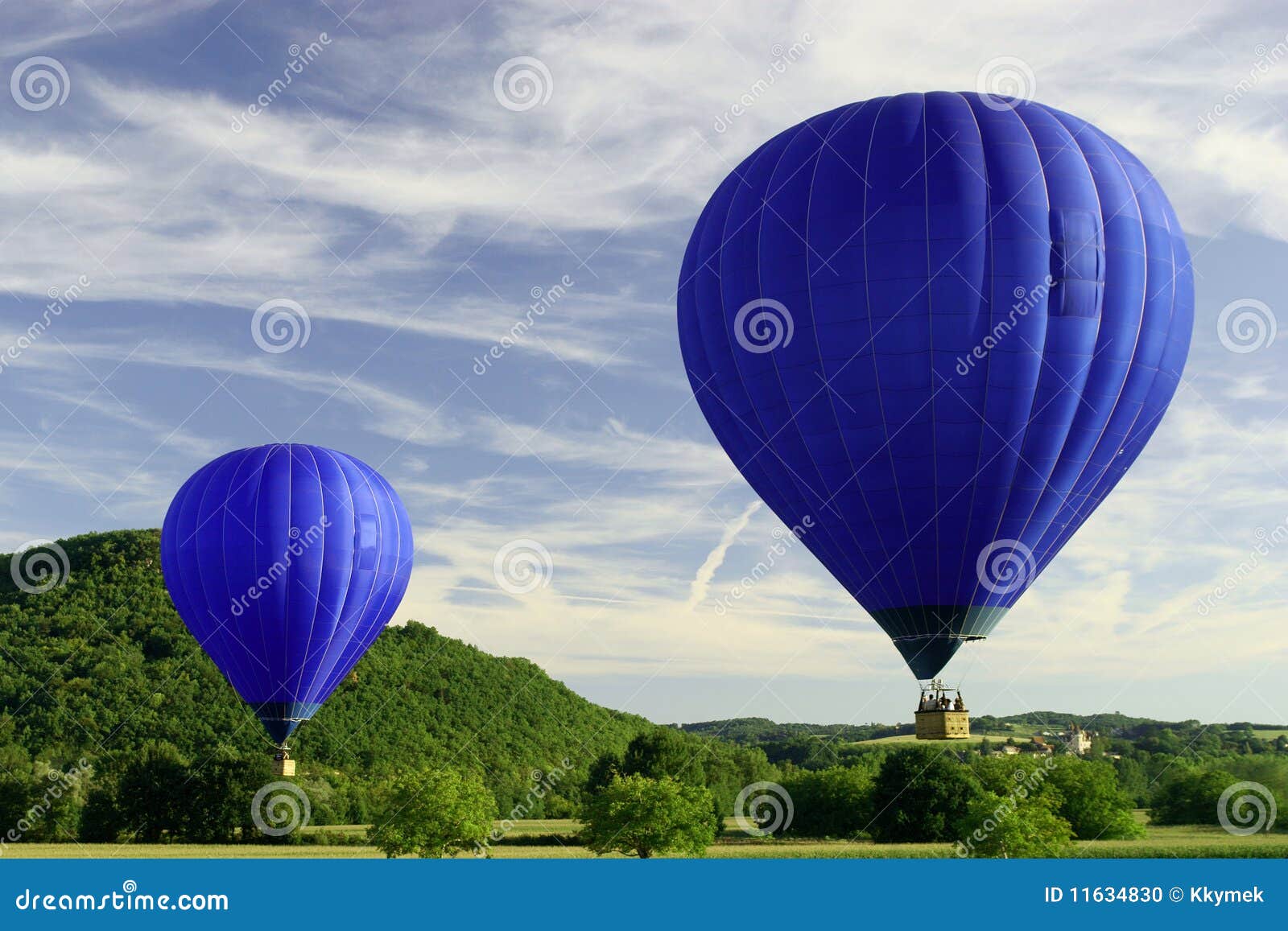 Blue Flying Hot Air Balloon Stock Photo - Image of exploration, summer ...