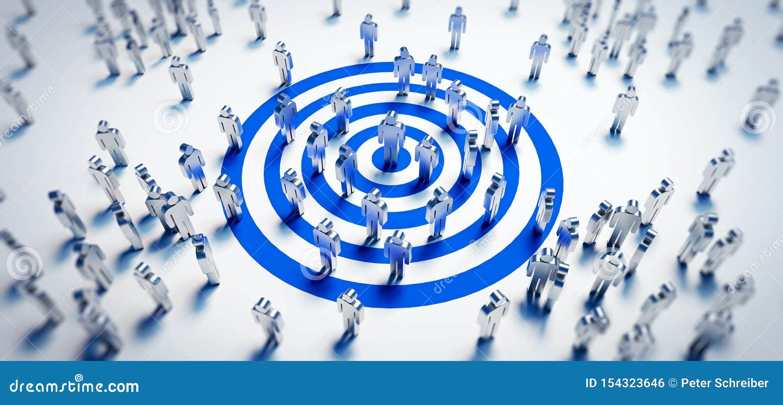 Blue Focus on Target Group - 3D Illustration Stock Illustration ...