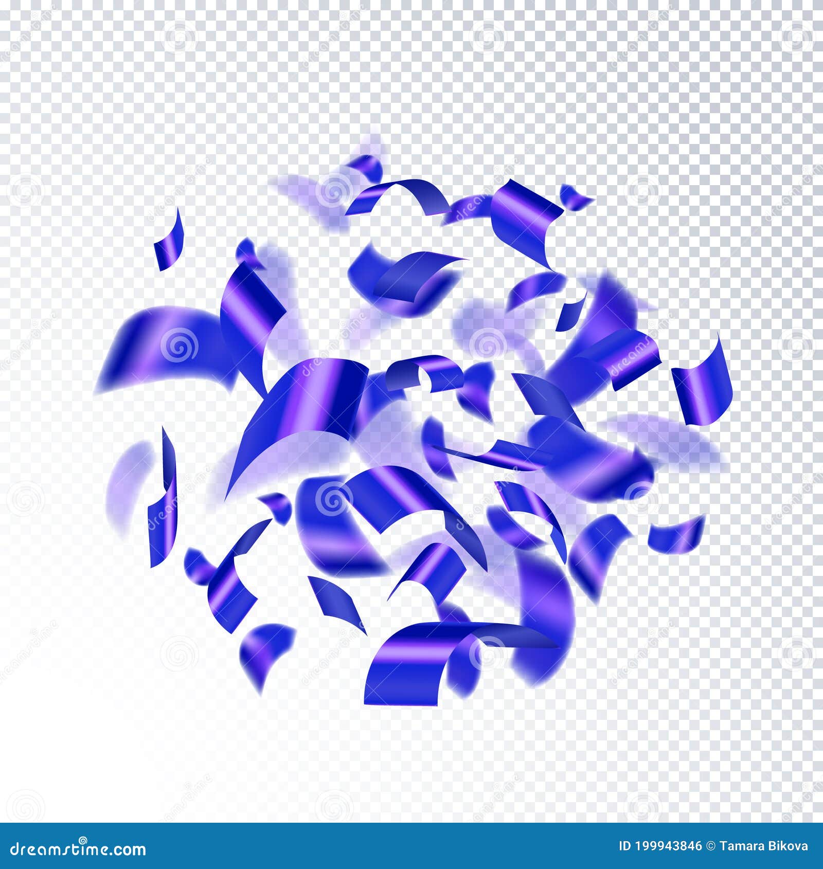 Blue Foil Tiny Confetti Falling on Transparent Stock Illustration ...